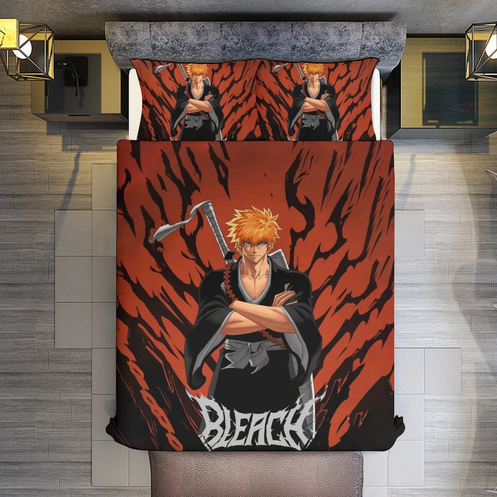 Bleach Ichigo Kurozaki 3 Piece Anime Comforter Bedding 1 Set Super Soft ...