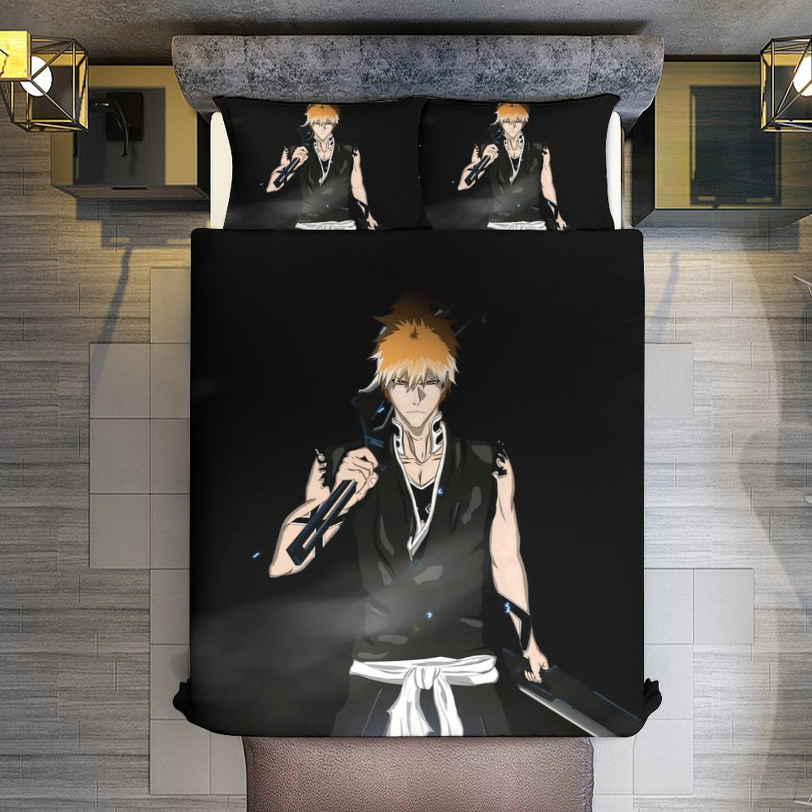 Bleach Ichigo Kurozaki 3 Piece Anime Comforter Bedding 1 Set Super Soft ...