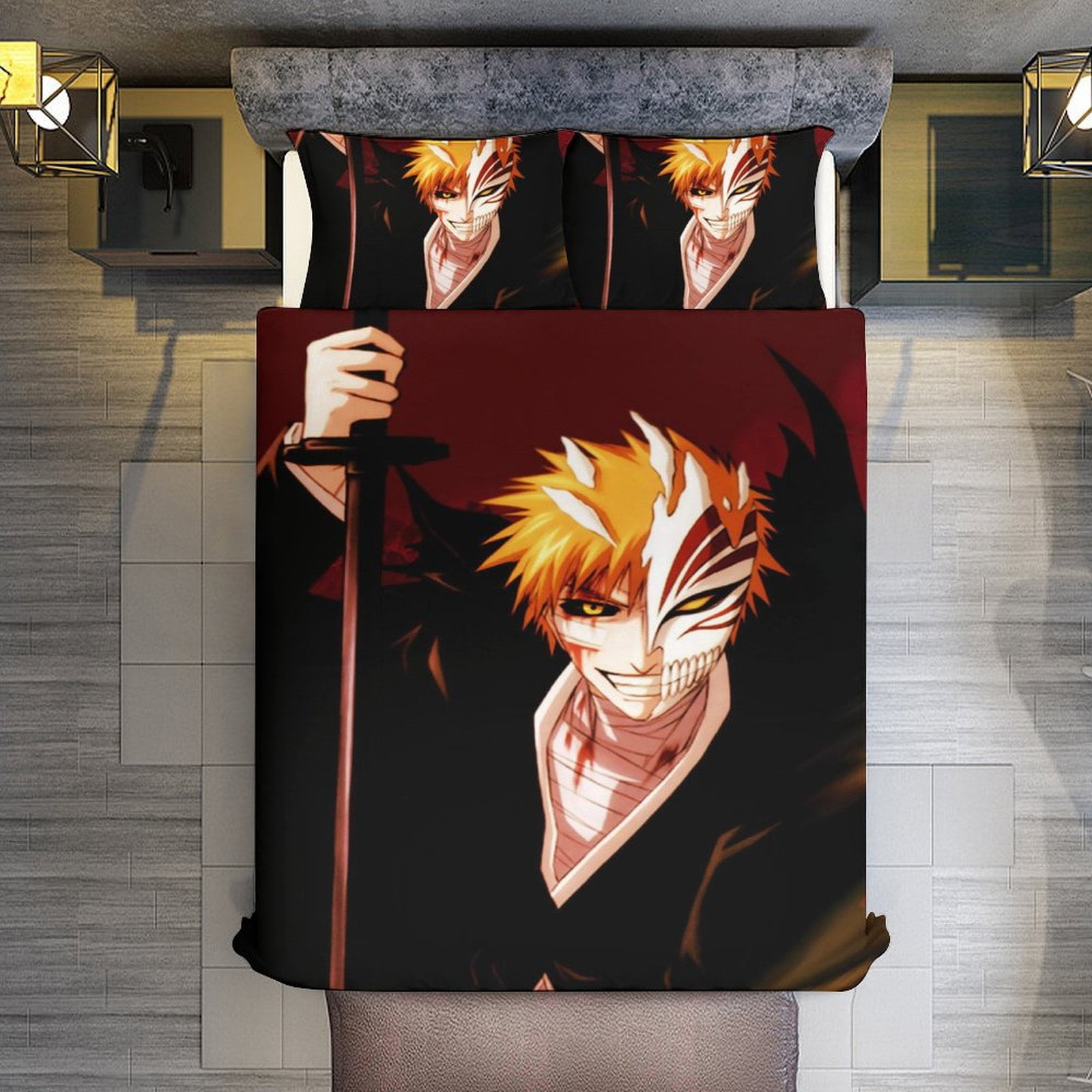 Bleach Ichigo Kurozaki 3 Piece Anime Comforter Bedding 1 Set Super Soft ...