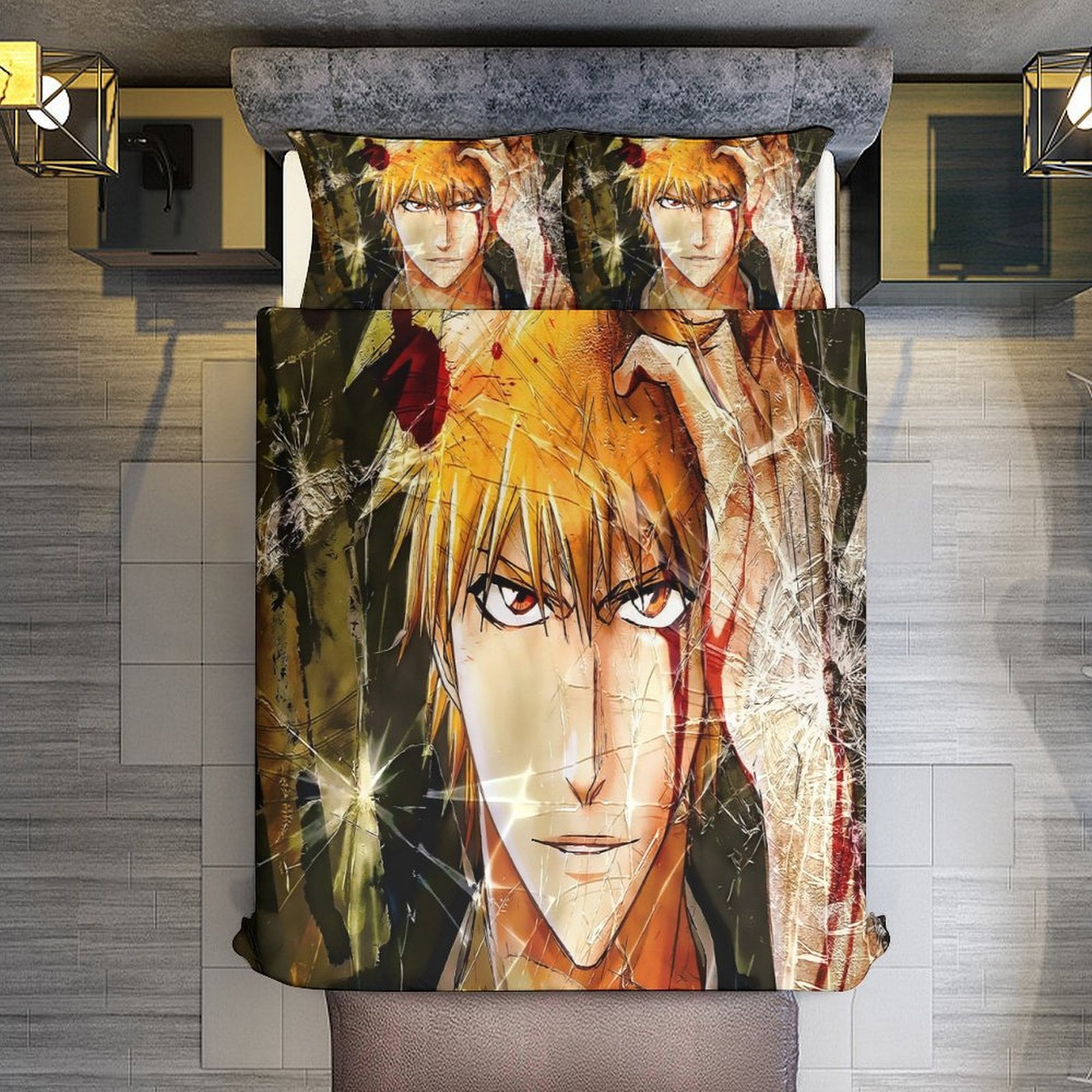 Bleach Ichigo Kurozaki 3 Piece Anime Comforter Bedding 1 Set Super Soft ...