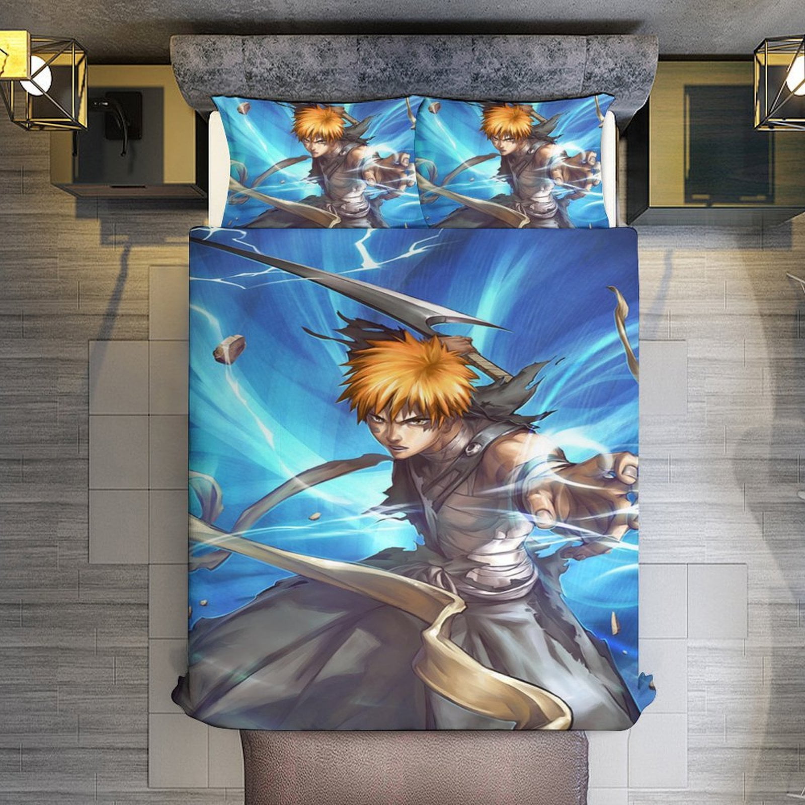 Bleach Ichigo Kurozaki 3 Piece Anime Comforter Bedding 1 Set Super Soft ...