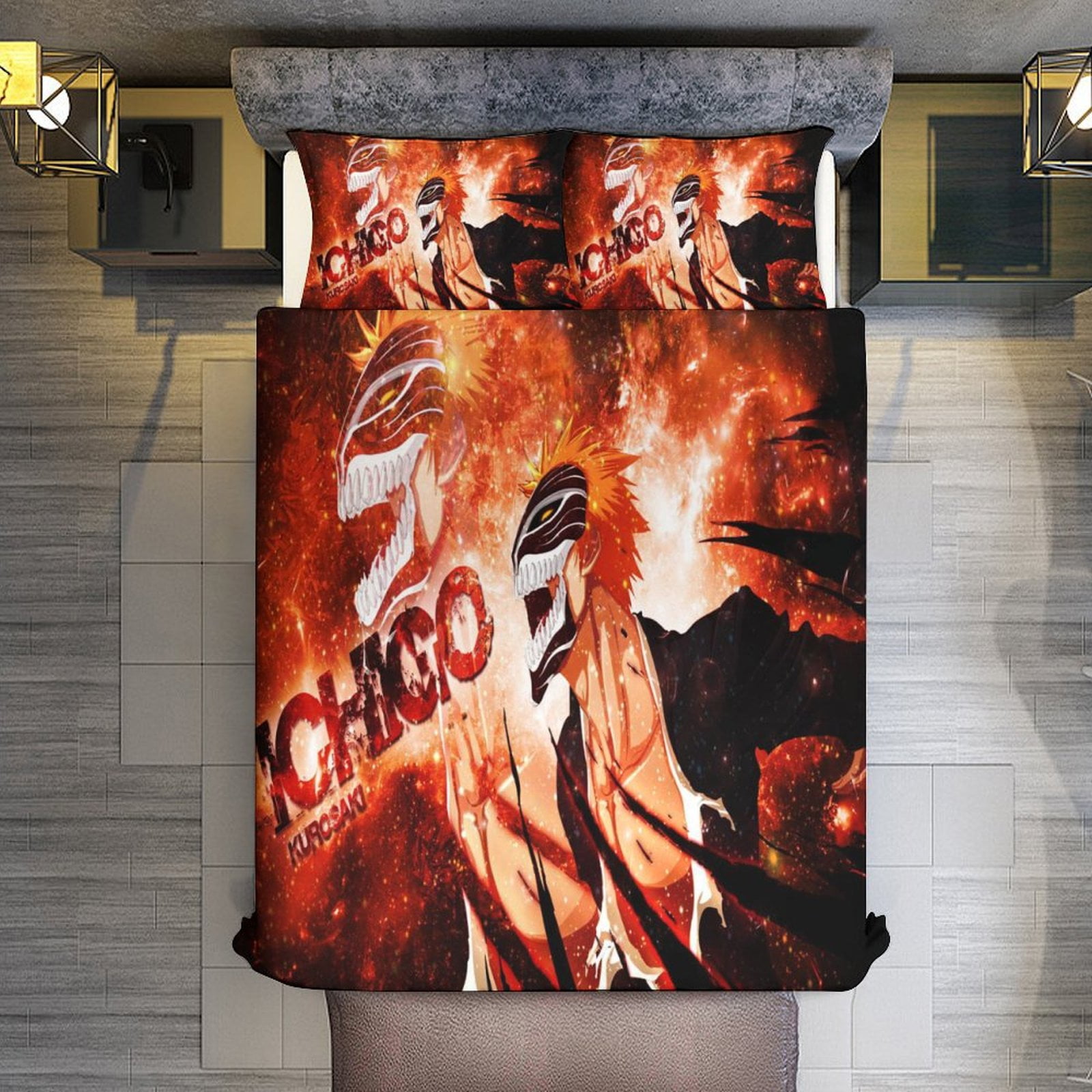 Bleach Ichigo Kurozaki 3 Piece Anime Comforter Bedding 1 Set Super Soft ...