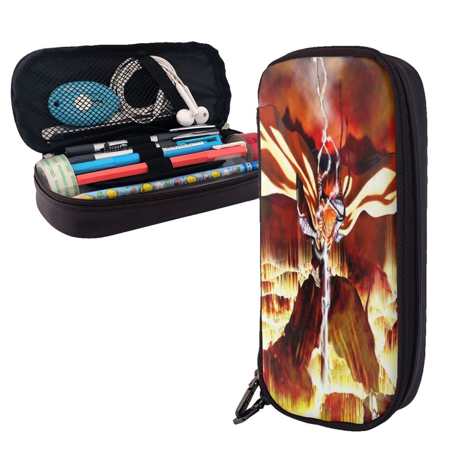 Bleach Ichigo Kurozaki Black Leather Pencil Pouch Case Storage Pen Bag ...