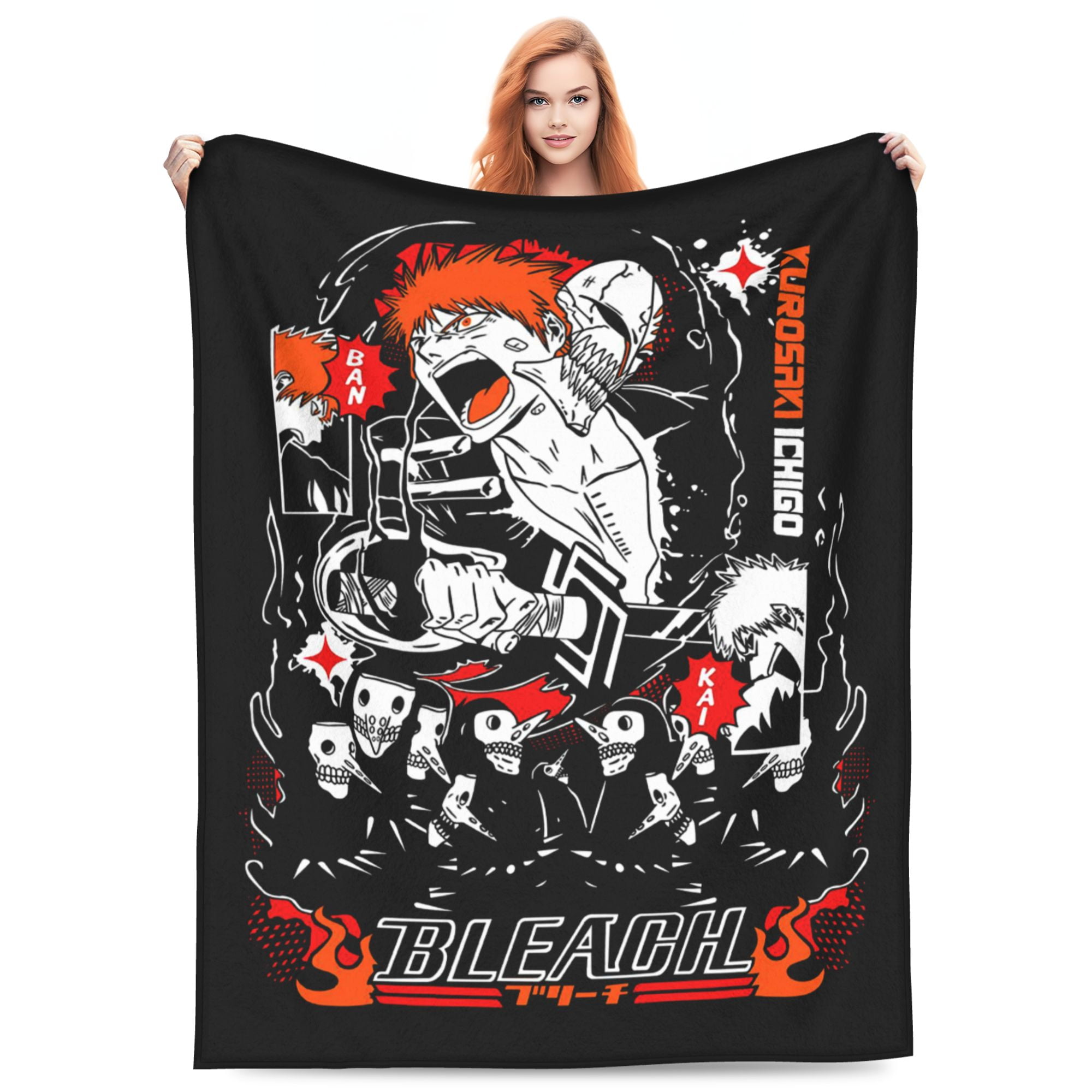 Bleach Ichigo Kurozaki Bed Blanket 3D Printed Throw Blanket Lightweight ...