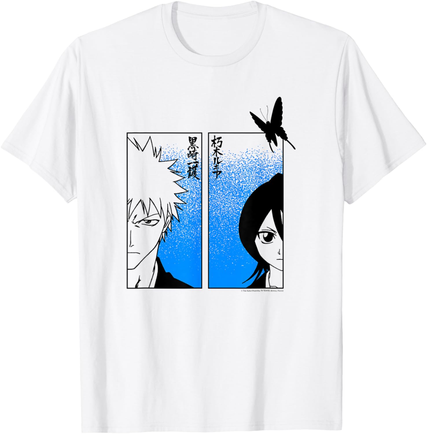 Bleach Ichigo & Rukia Half Faces with Jigokucho Anime T-Shirt Cotton ...