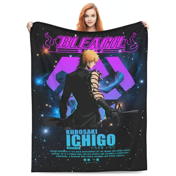 Bleach Kurosaki Ichigo Fleece Blanket Throw Soft Cozy Plush Blanket For ...