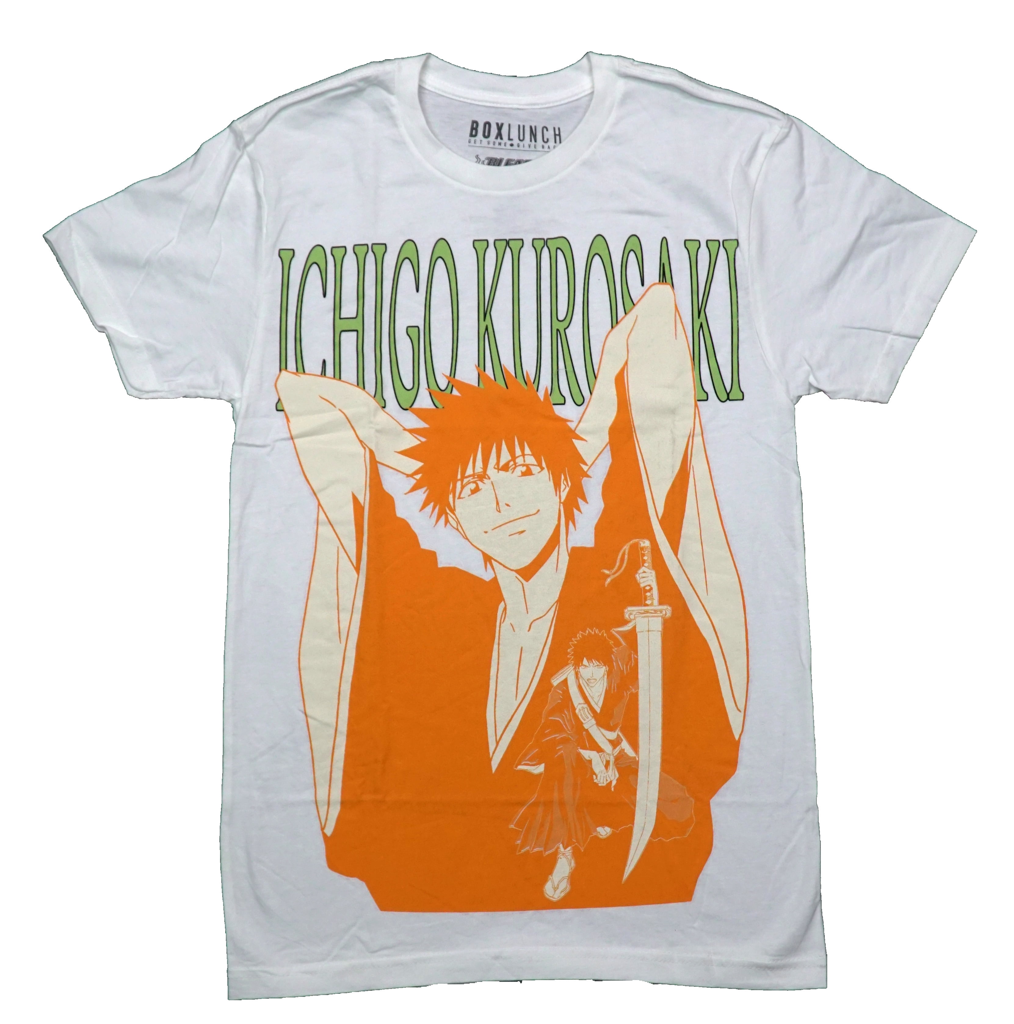 Bleach Mens T-Shirt - Ichigo Kurosaki Orange Kneeling w/ Sword ...
