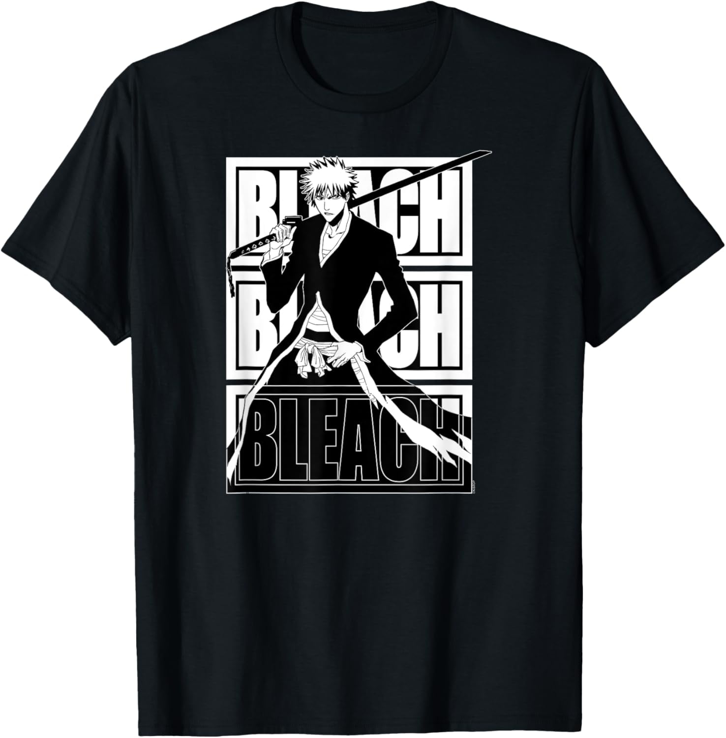Bleach Repeating Logo Ichigo Kurosaki Anime T-Shirt Cotton Short Sleeve ...