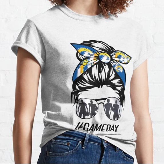 Bleached Baseball Mom Messy Bun Game Day Vibes Classic T-shirt ...