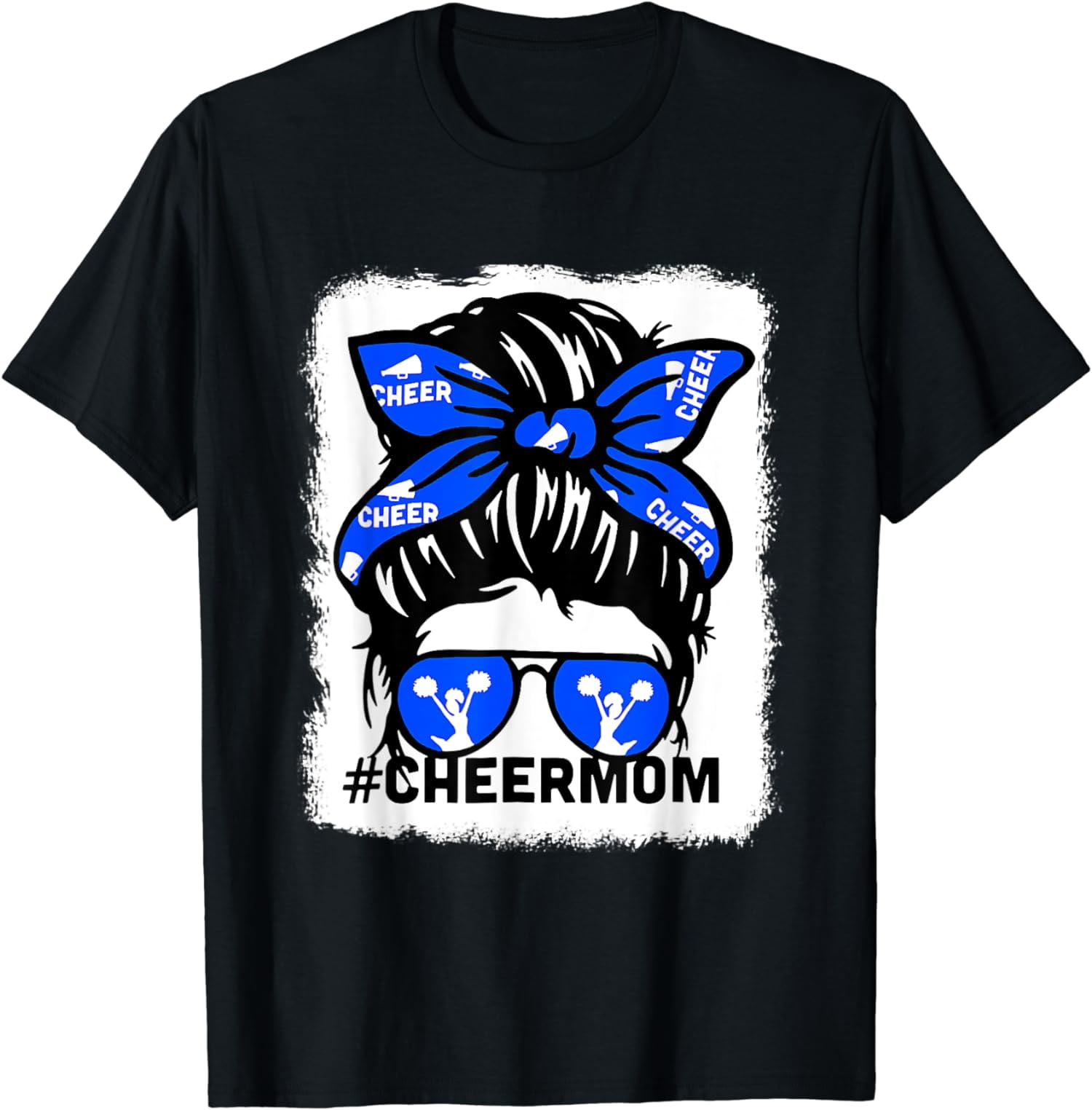 Bleached Cheer Mother Mama Parent Cheerleading Mom Messy Bun T-Shirt ...