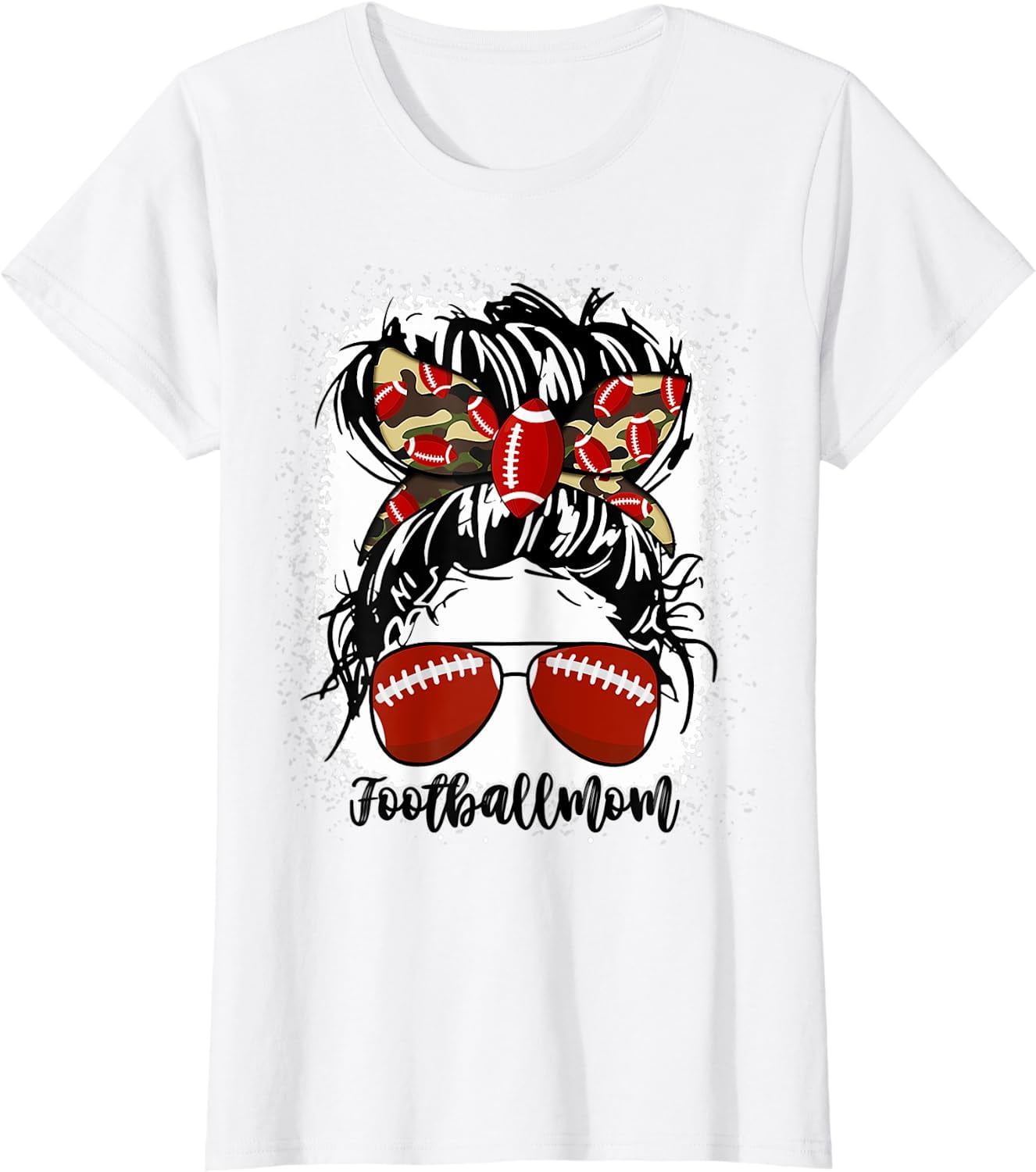 Bleached Football Mom Life With Leopard Messy Bun Player T-Shirt ...