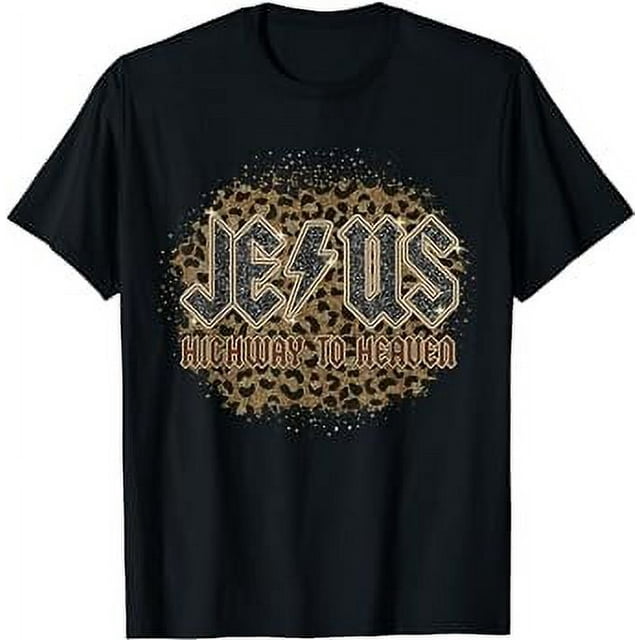 Bleached Leopard Jesus Highway To Heaven Christian Apparel T Shirt