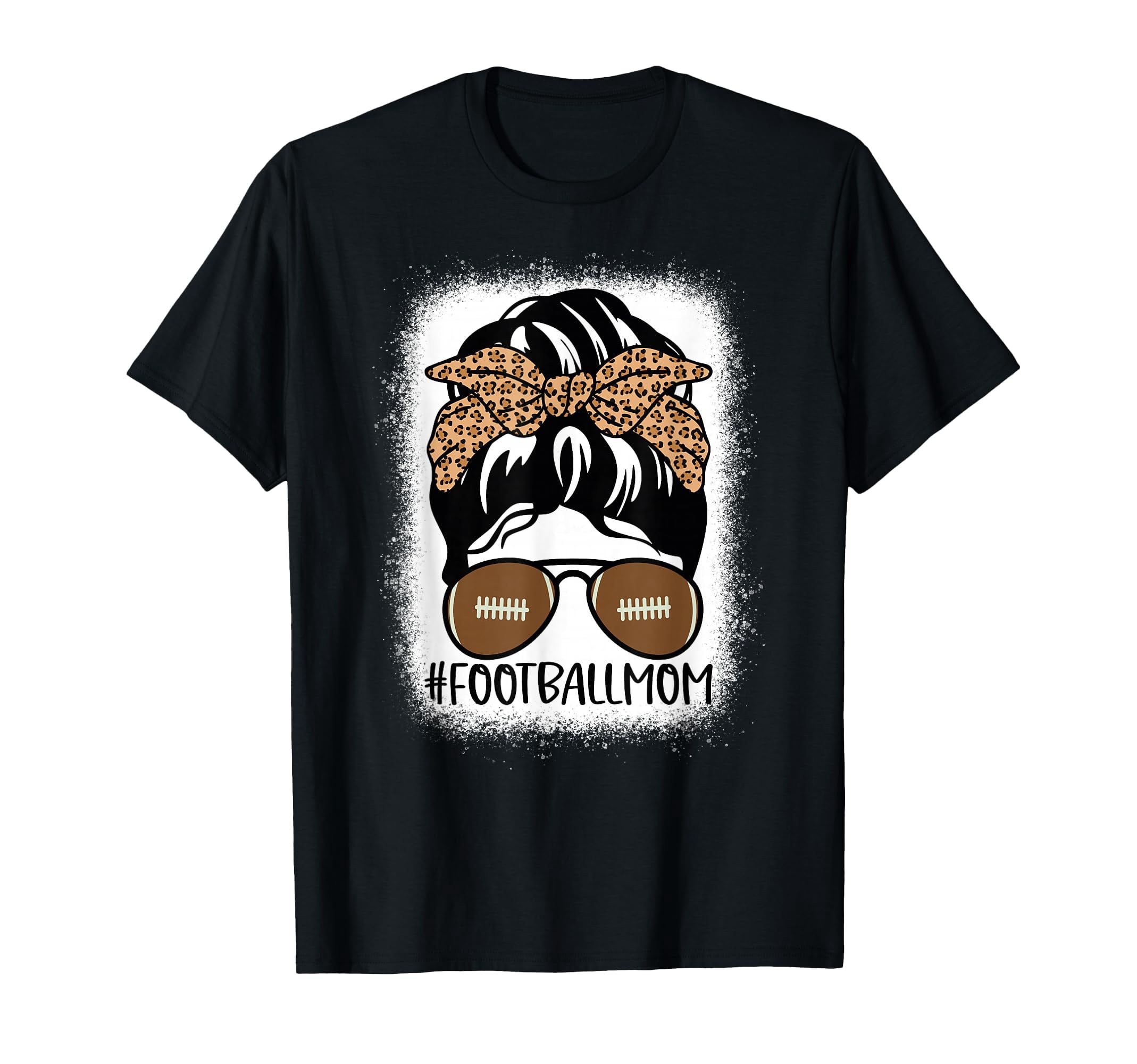 Bleached Leopard Print Football Mom Life T-Shirt for Stylish Game Day ...