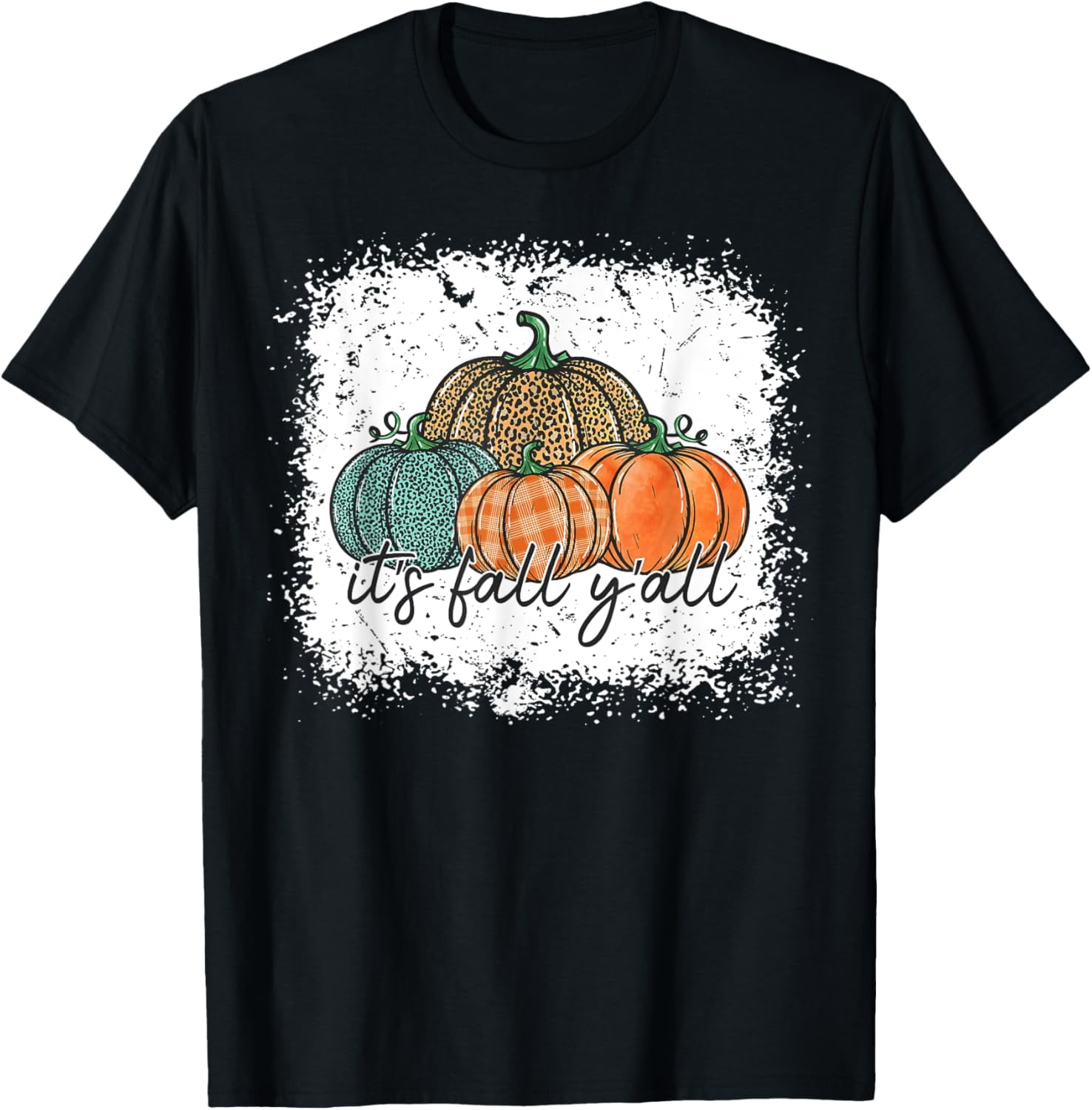 Bleached Leopard Pumpkin Autumn Its Fall Yall Thanksgiving T-ShirtMen ...