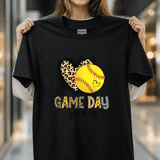 Bleached Softball Game Day Vibes Leopard Heart Headband Unisex T-Shirt ...
