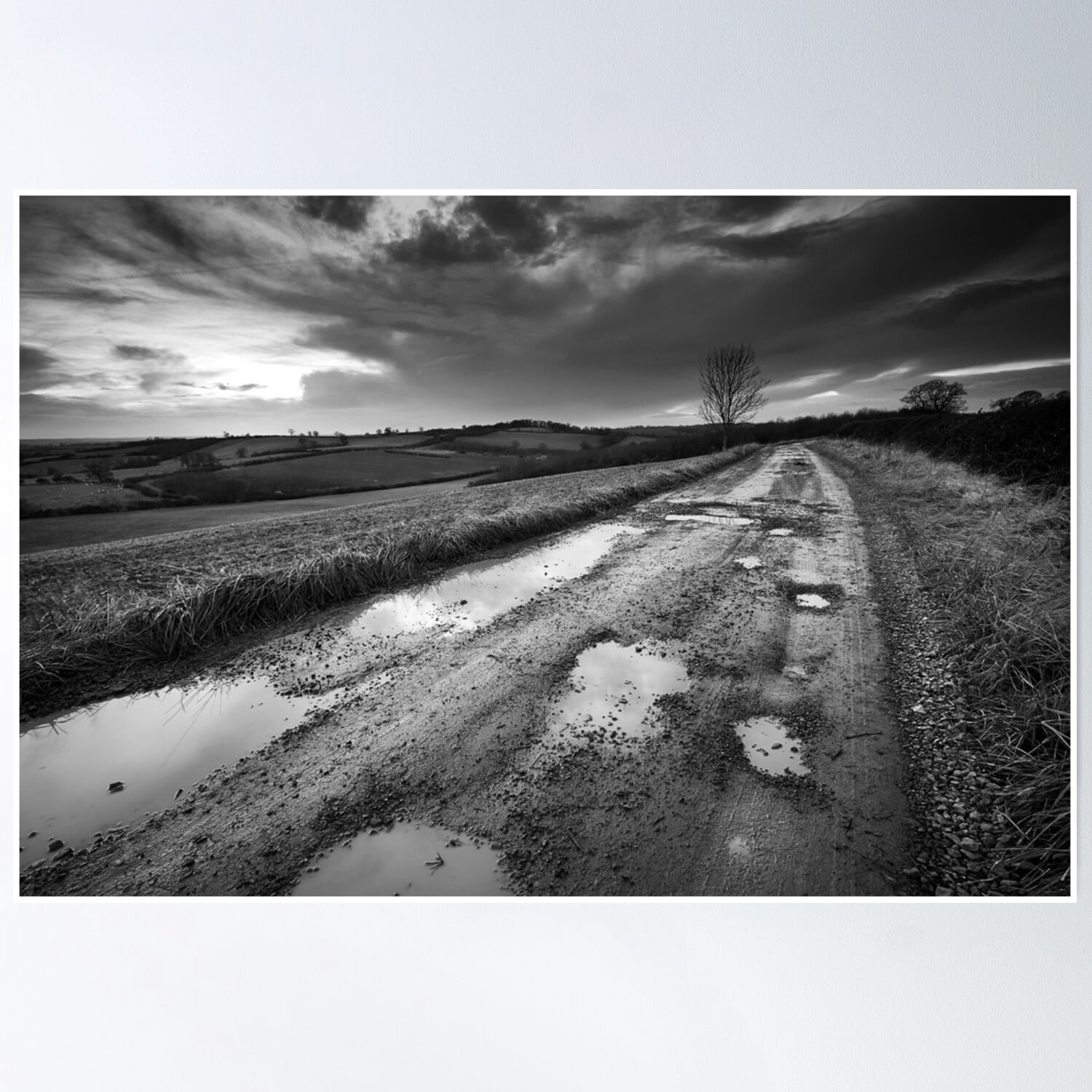 Bleak Road Bw Poster Wall Art, Modern Wall Decor, 8x12 UNFRAMED ...