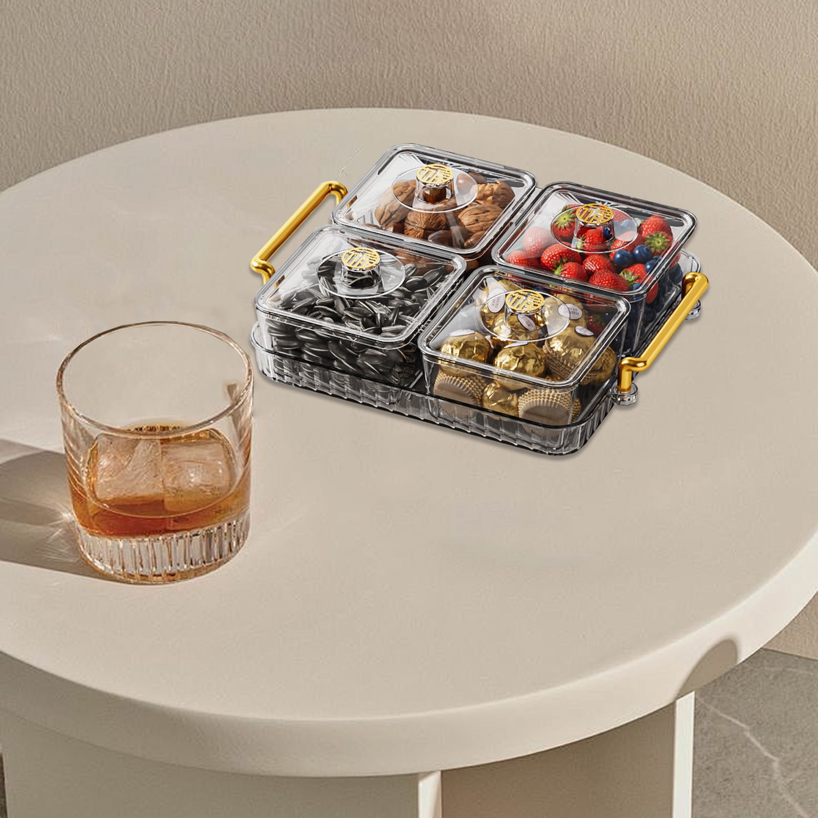 Latrodar Home Living Room Compartmentalized Platter Candy Box High ...