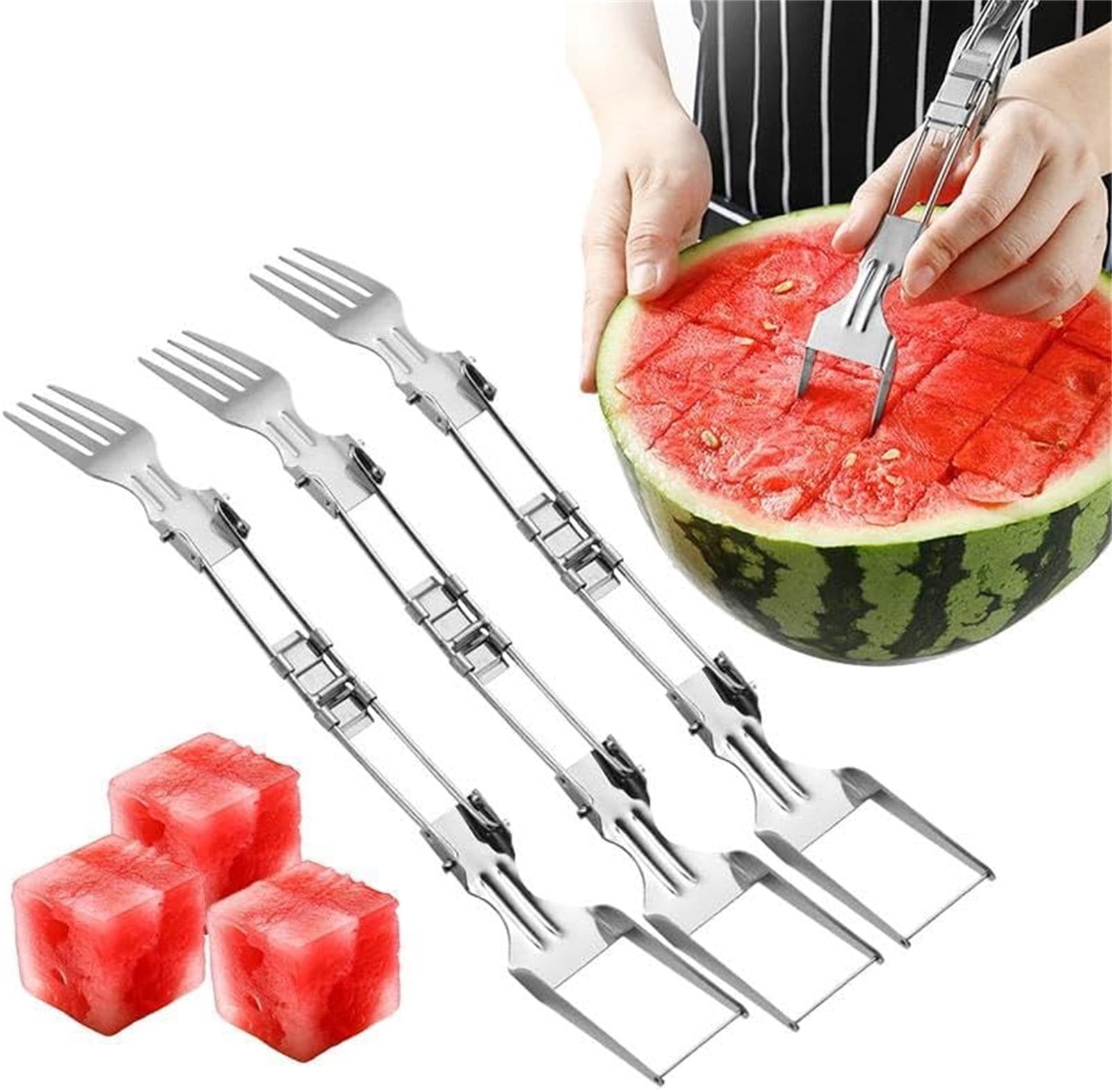 Blecry 3-Pack Foldable Watermelon Cutter, 2-in-1 Stainless Steel ...