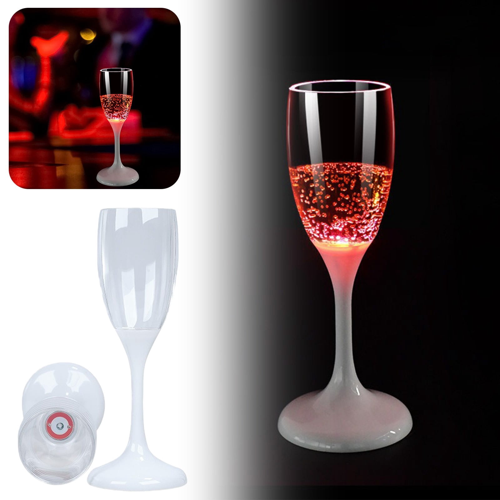Blecry Red Glowing Cup,Led Light Up Cups Wine Champagne Flutes Set Of 5 ...