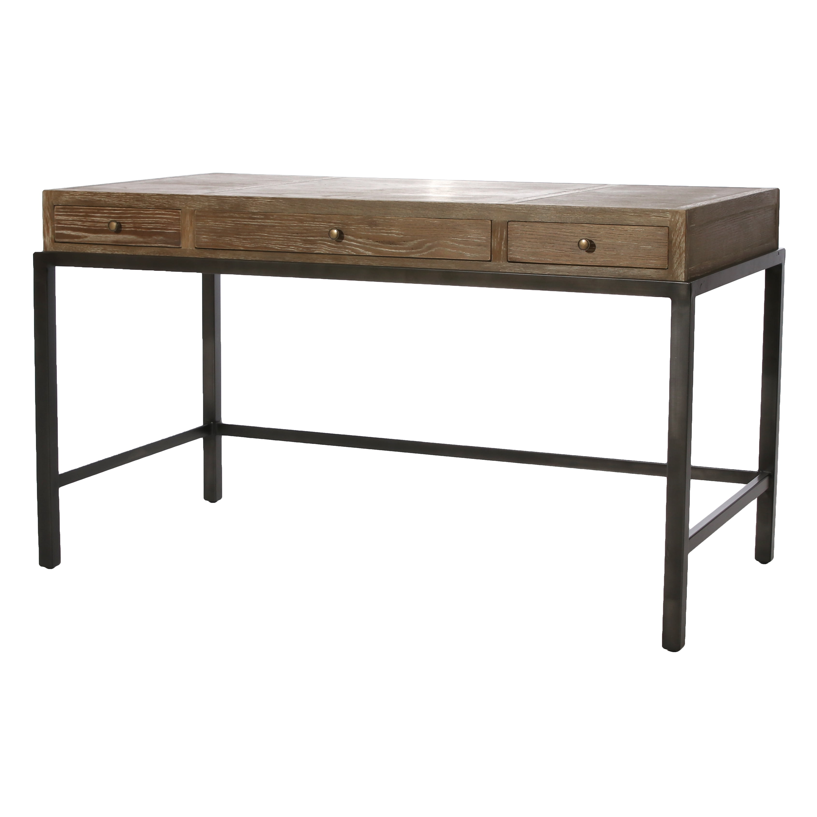 Bleecker 54-inch Reclaimed Oak & Iron Writing Desk with Three Drawers ...