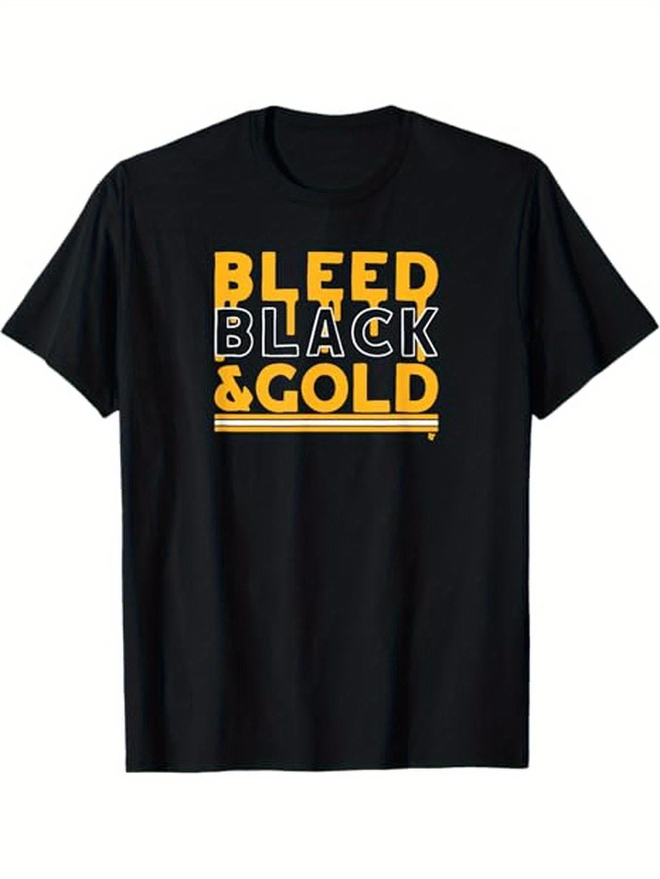Bleed Black & Gold T-Shirt. 100% Cotton, Gift for Pittsburgh sports fans, Black Short Sleeve T ...