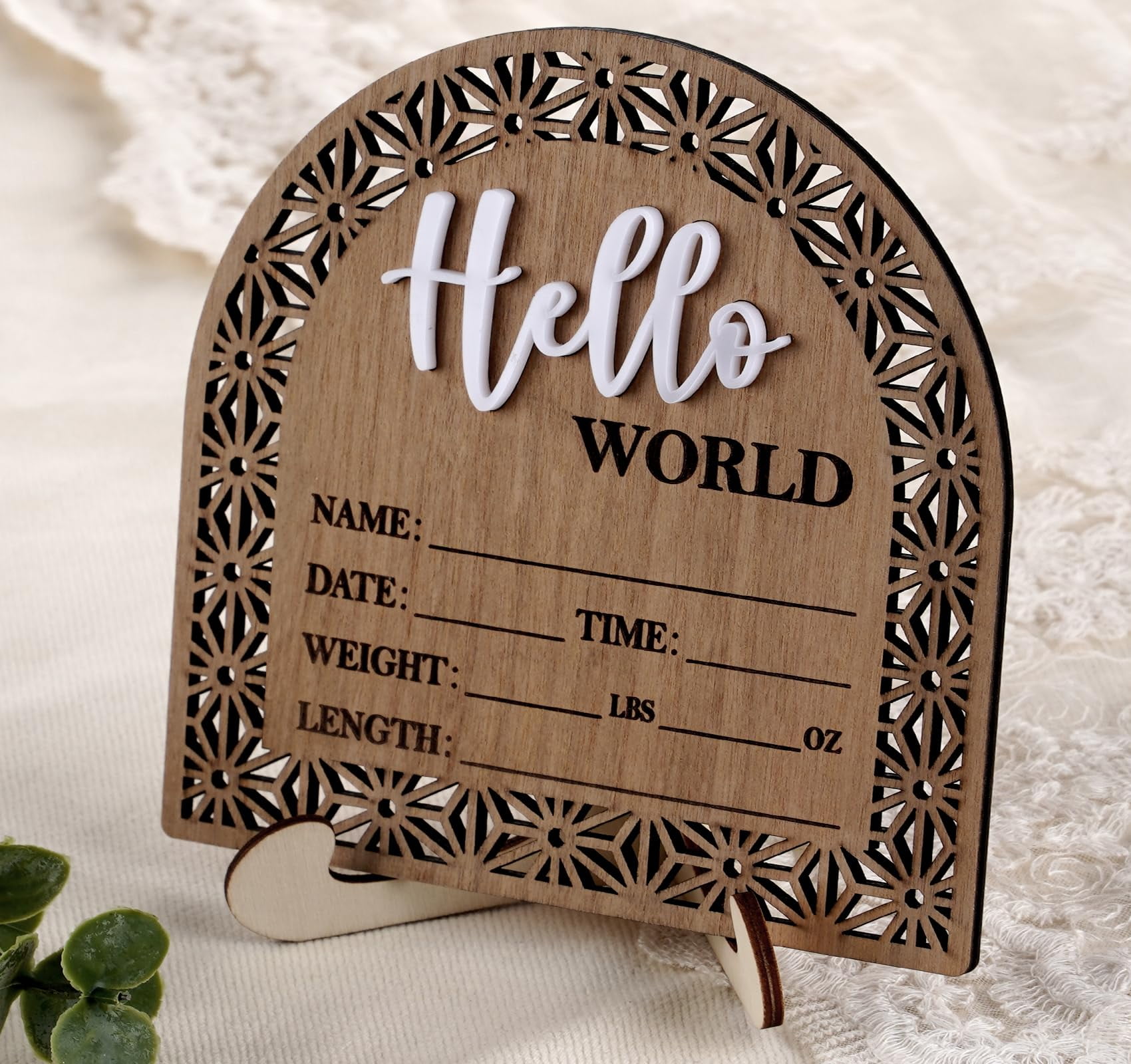 Bleed Proof Engineered Wood, 5.5 Inch Wooden Birth Announcement Sign ...