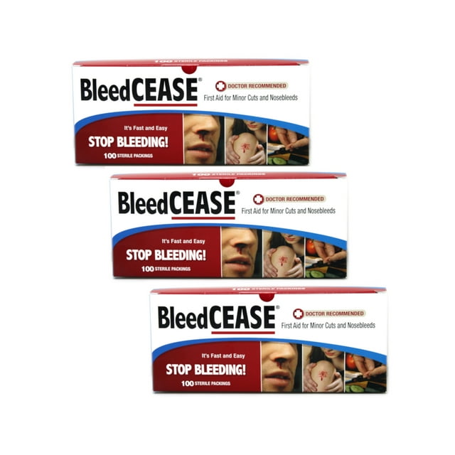 BleedCEASE First Aid For Minor Cuts & Nosebleeds, 100 Sterile Packings ...