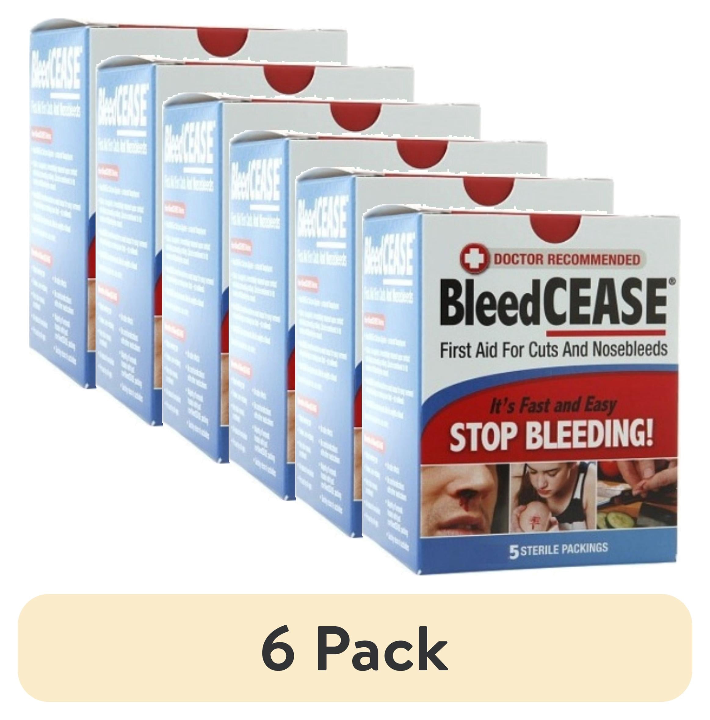 (6 pack) BleedCease First Aid For Cuts and Nosebleeds Sterile Packings ...
