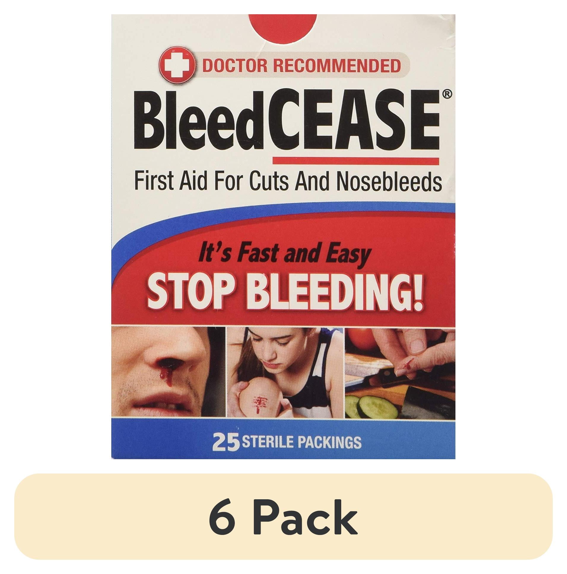 (6 pack) Bleedcease First Aid for Cuts and Nosebleeds Sterile Packings ...