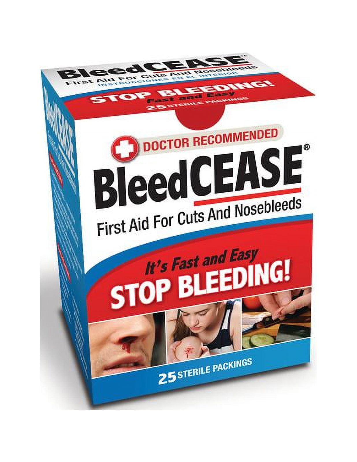 Bleedcease First Aid for Cuts and Nosebleeds Sterile Packings, 25 Count ...