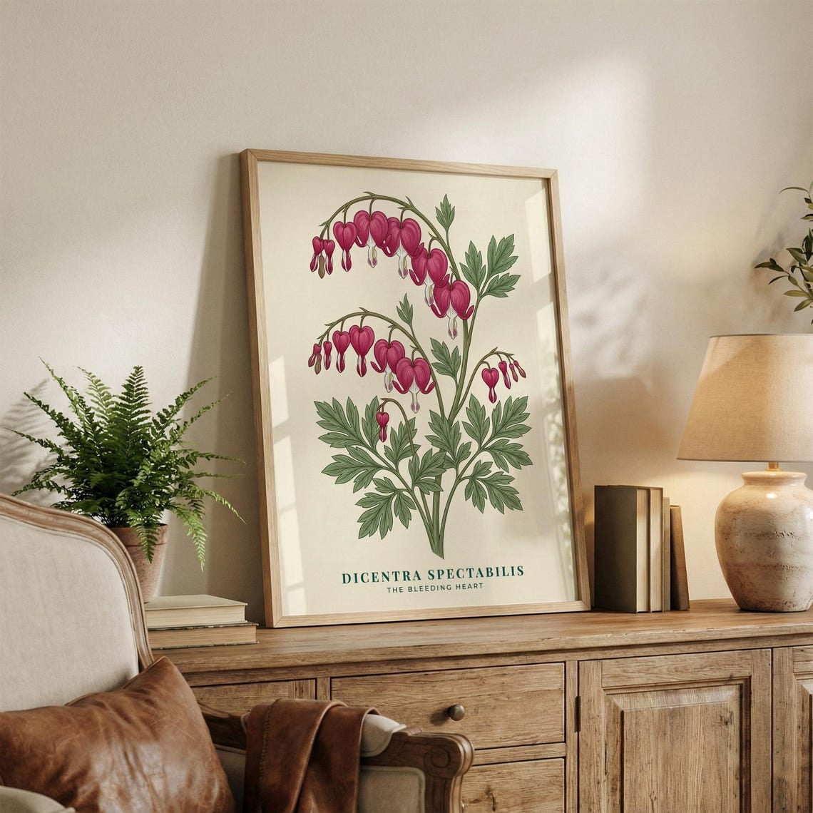Bleeding Heart Botanical Wall Vintage Floral Pink Flower Poster ...