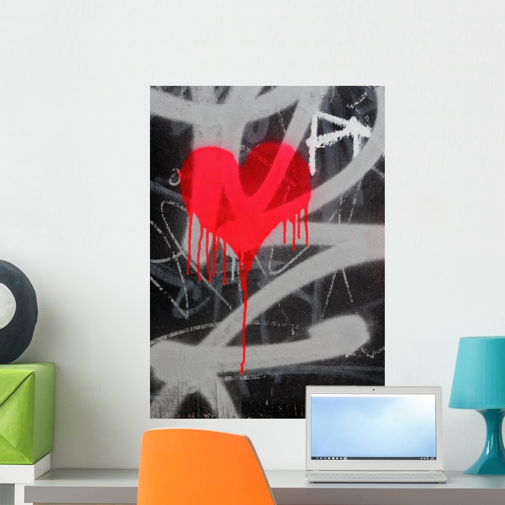 Bleeding Heart Graffiti Wall Mural by Wallmonkeys Peel and Stick ...