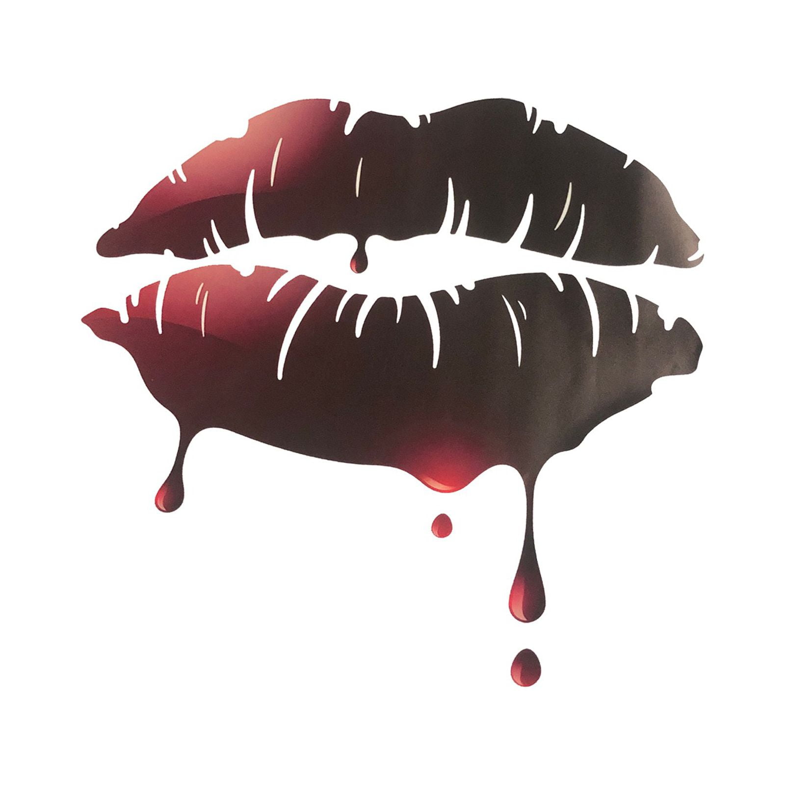 Bleeding Large Lips Mirror Wall Stickers, Kiss Shape Wall Art Decals ...