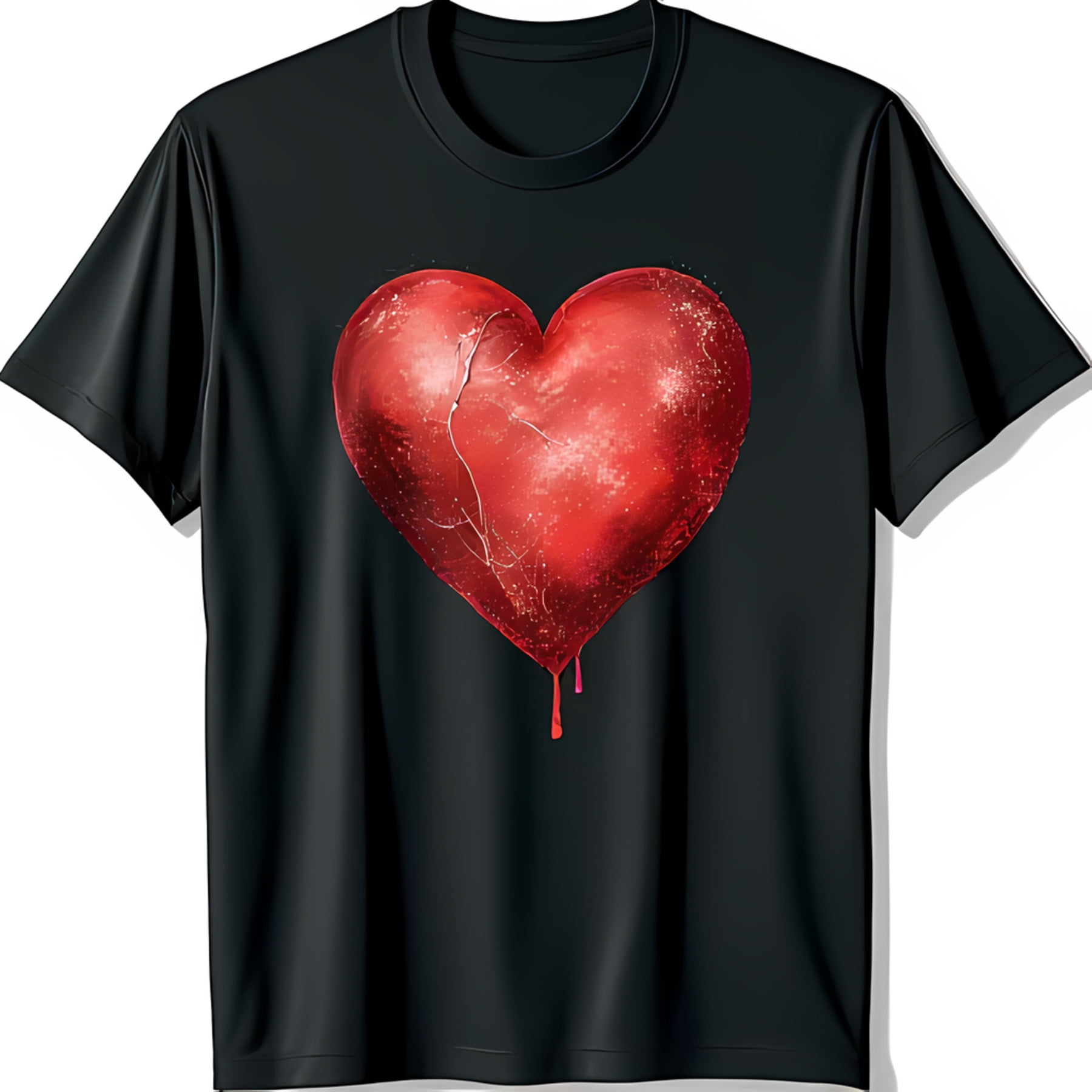 Bleeding Red Heart Graphic Black T-Shirt Bold Emotional Design ...