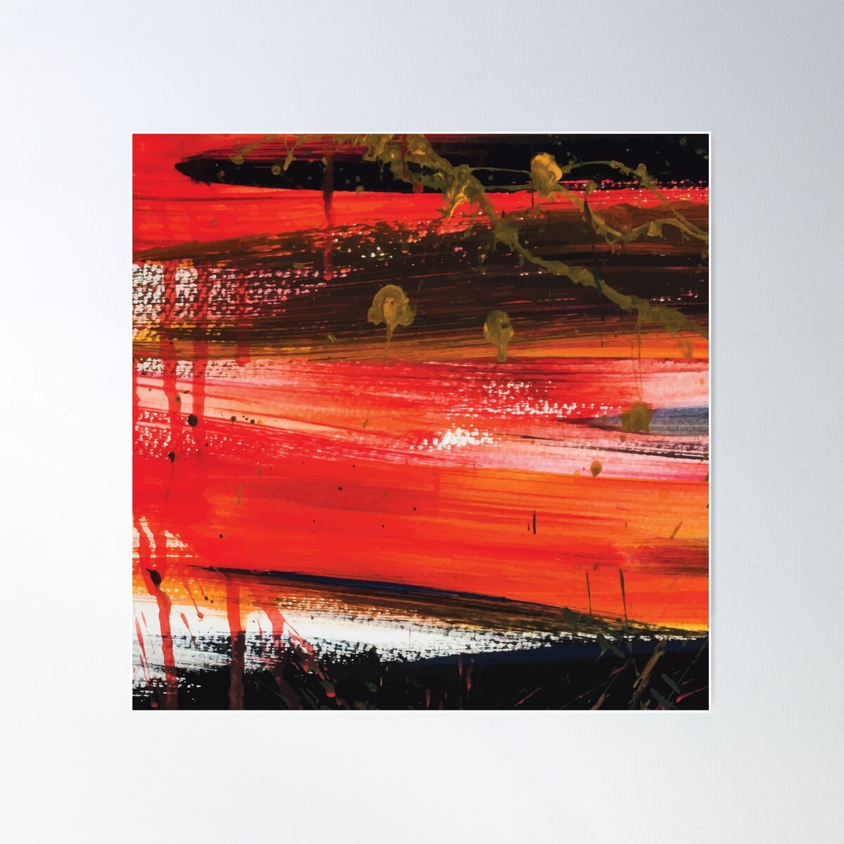 A Bleeding Walls-Red Industrial Abstract Painting By Unknown Vintage ...