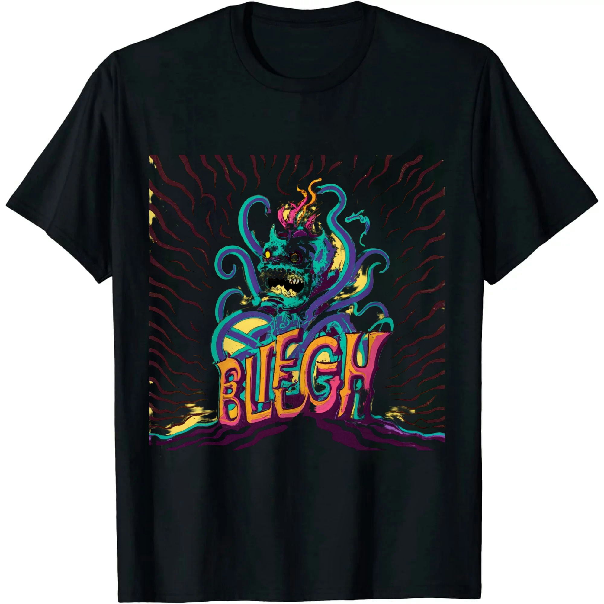 Blegh Backprint Funny Metalcore Rock And Roll Skeleton Hands T-Shirt ...