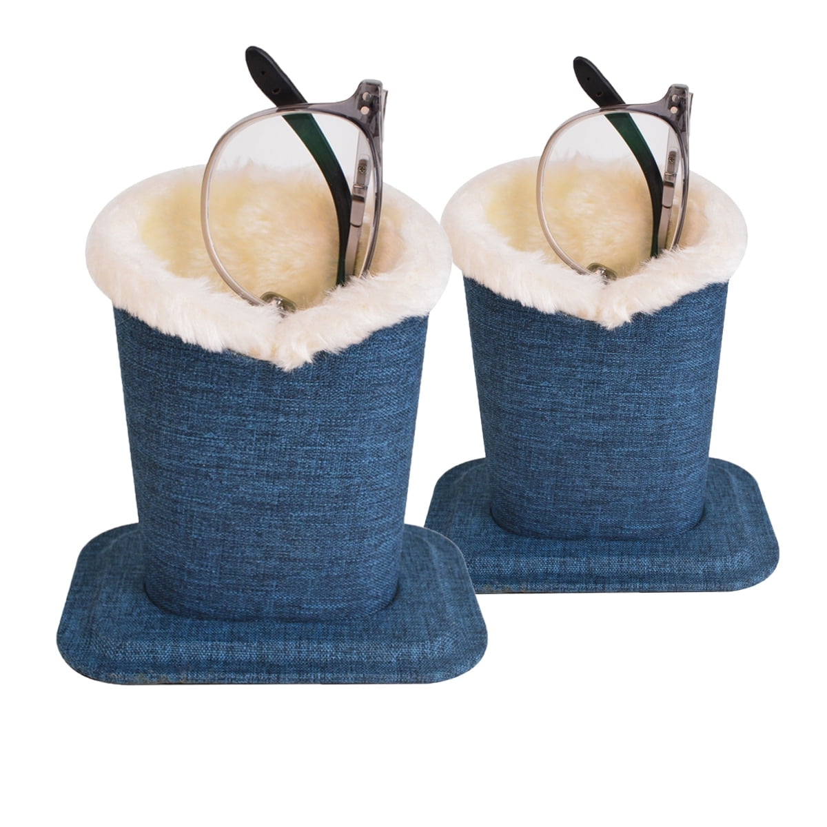 Bleiou 2 Pack Plush Lined Eye glasses Holder Stand Unisex Leather ...