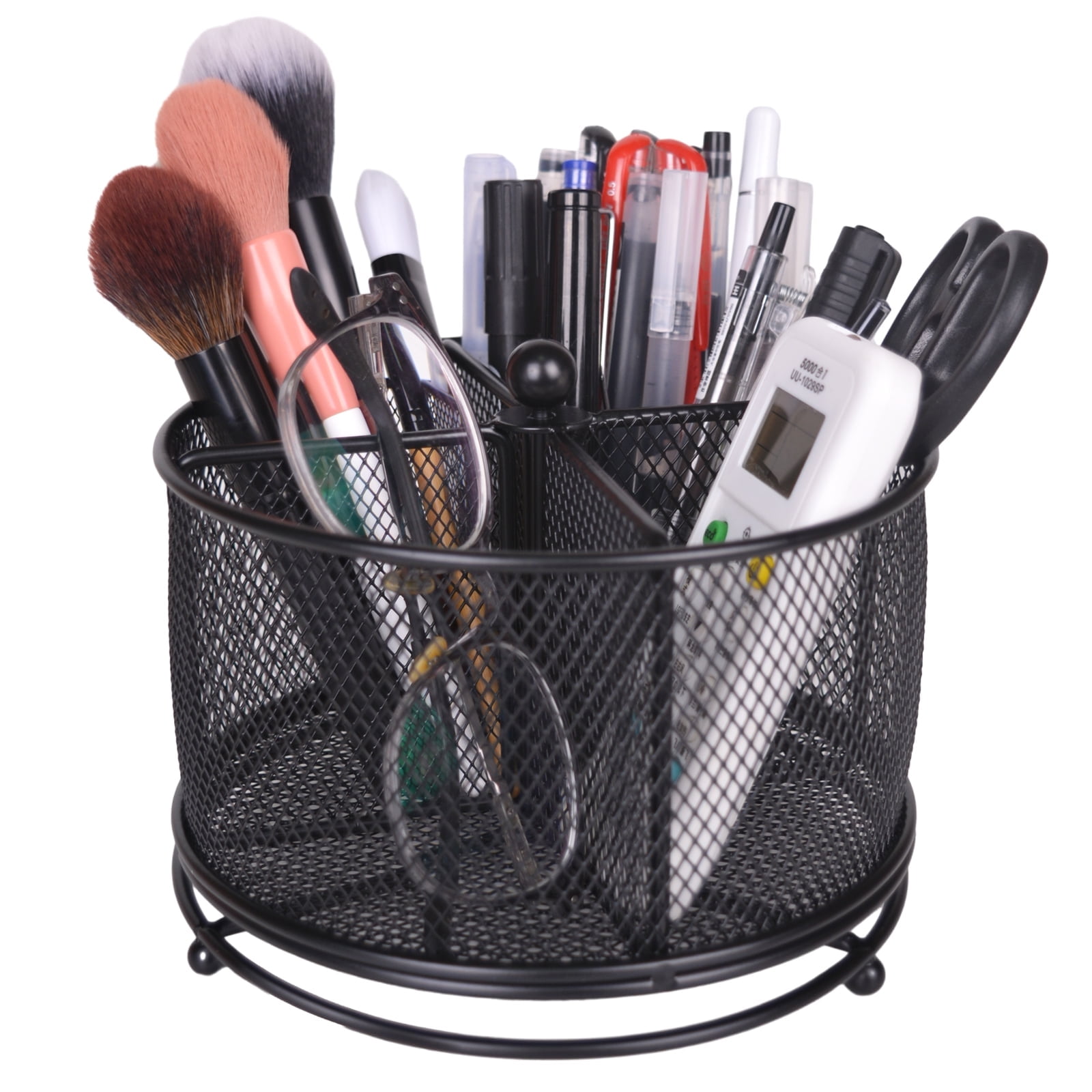 Bleiou Metal Makeup Brush Holder Pen Holder Rotating Desk Organizer for ...