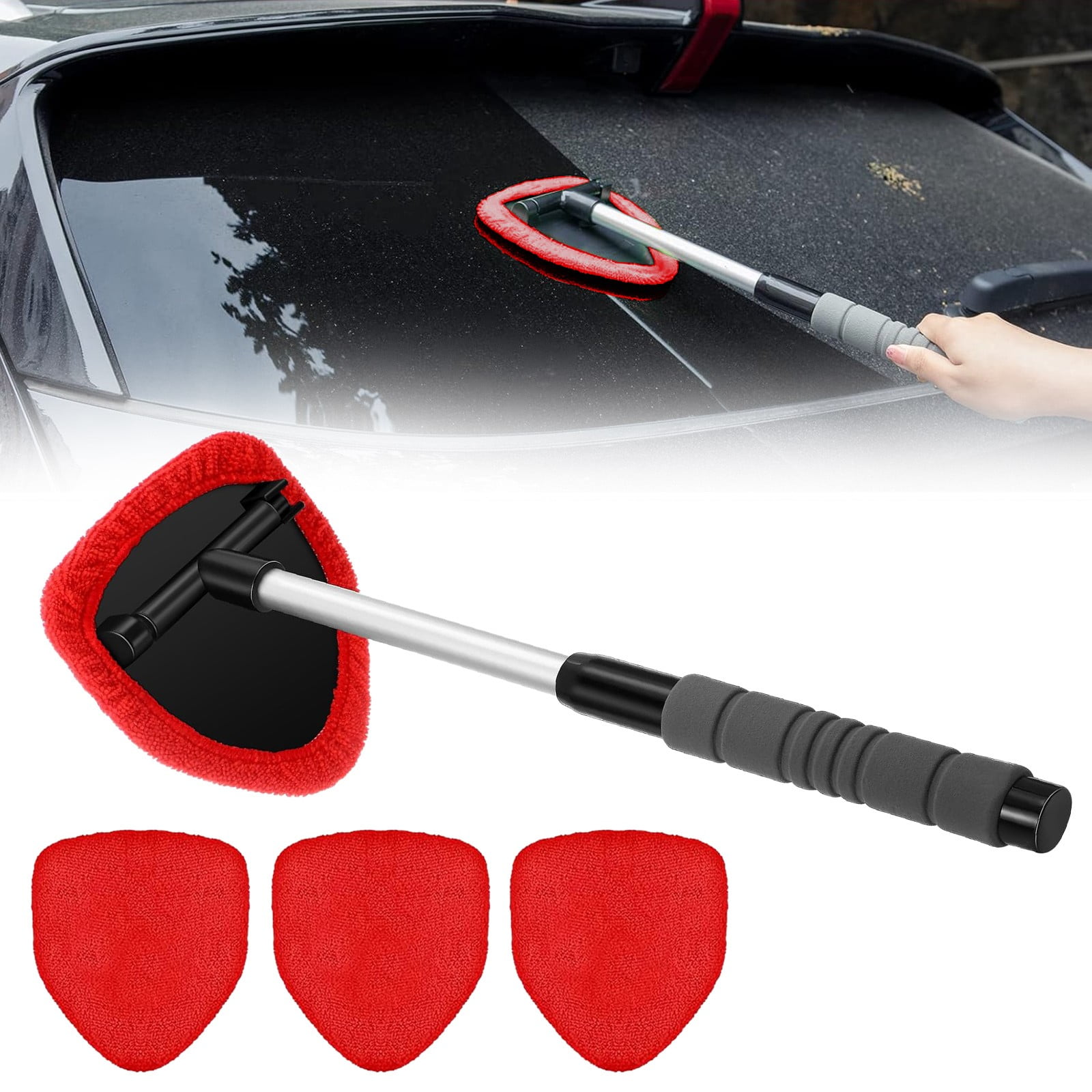 Blekii Blue Windshield Cleaning Tool Kit–Expandable Handle + 4 Reusable ...