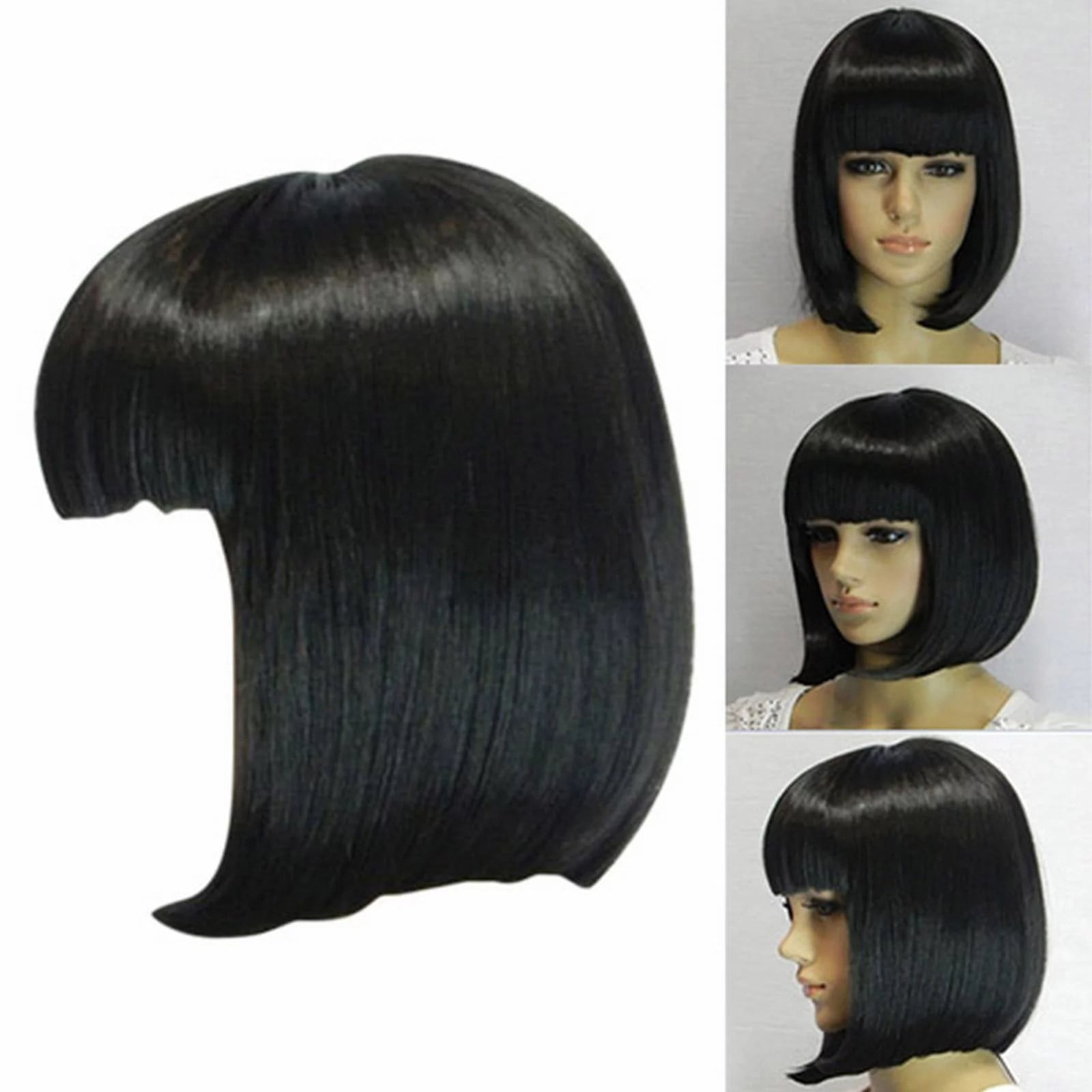 Blekii Brazilian Human Hair Wig for Women 1PCS- Black Straight High-Temperature Fiber, Glueless ...