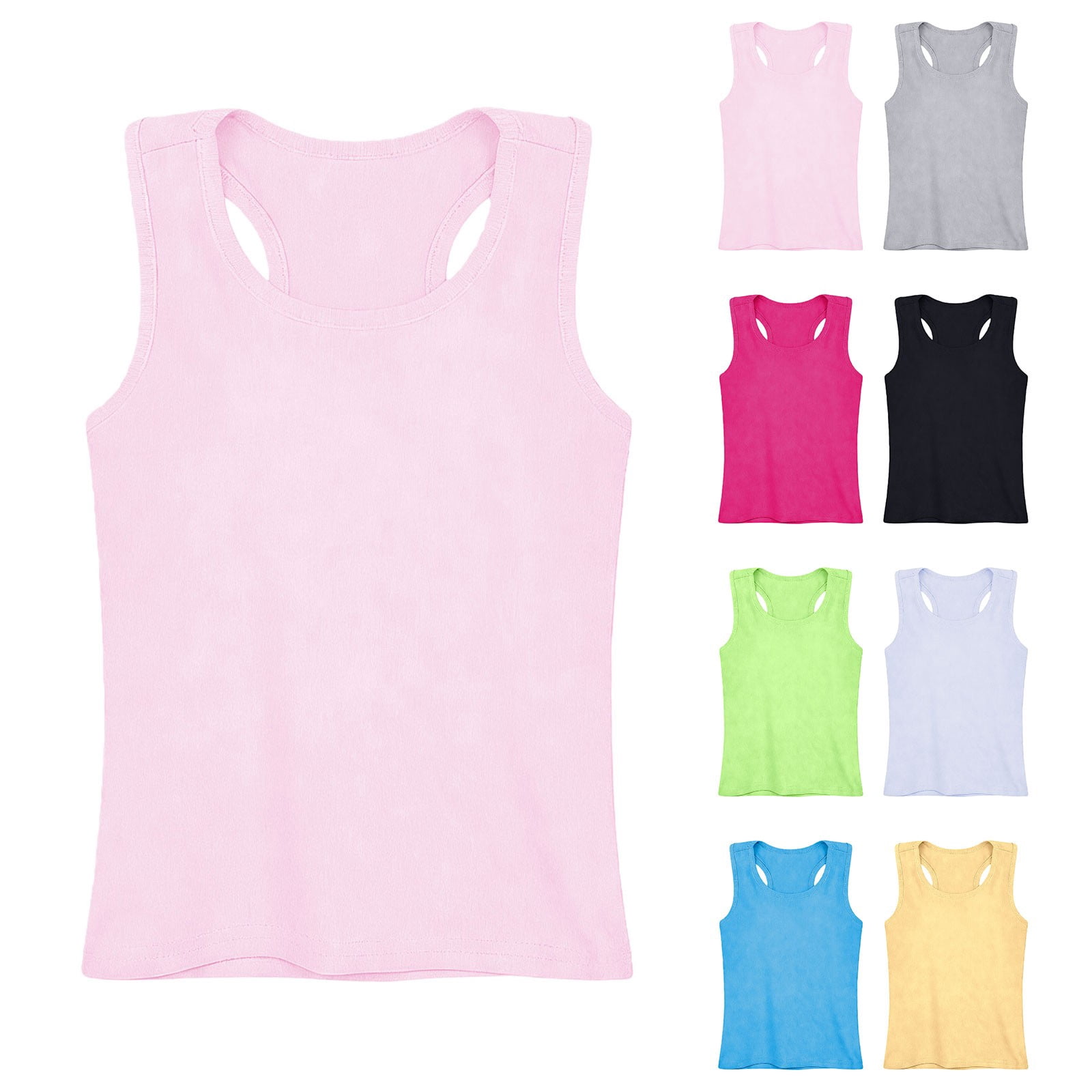 Blekii Children's Cotton Racerback Tank Tops Solid Color Vests for Boys ...