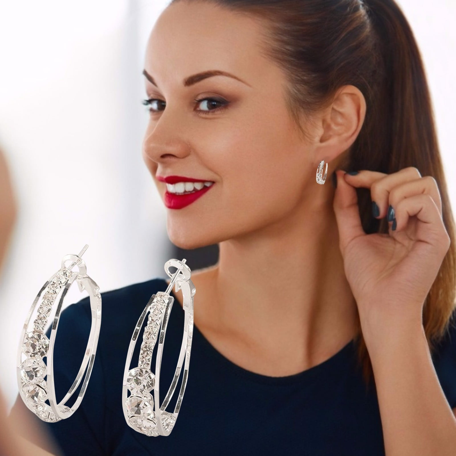 Blekii Earrings for Women Personalized Rhinestone Ear Clips Statement ...