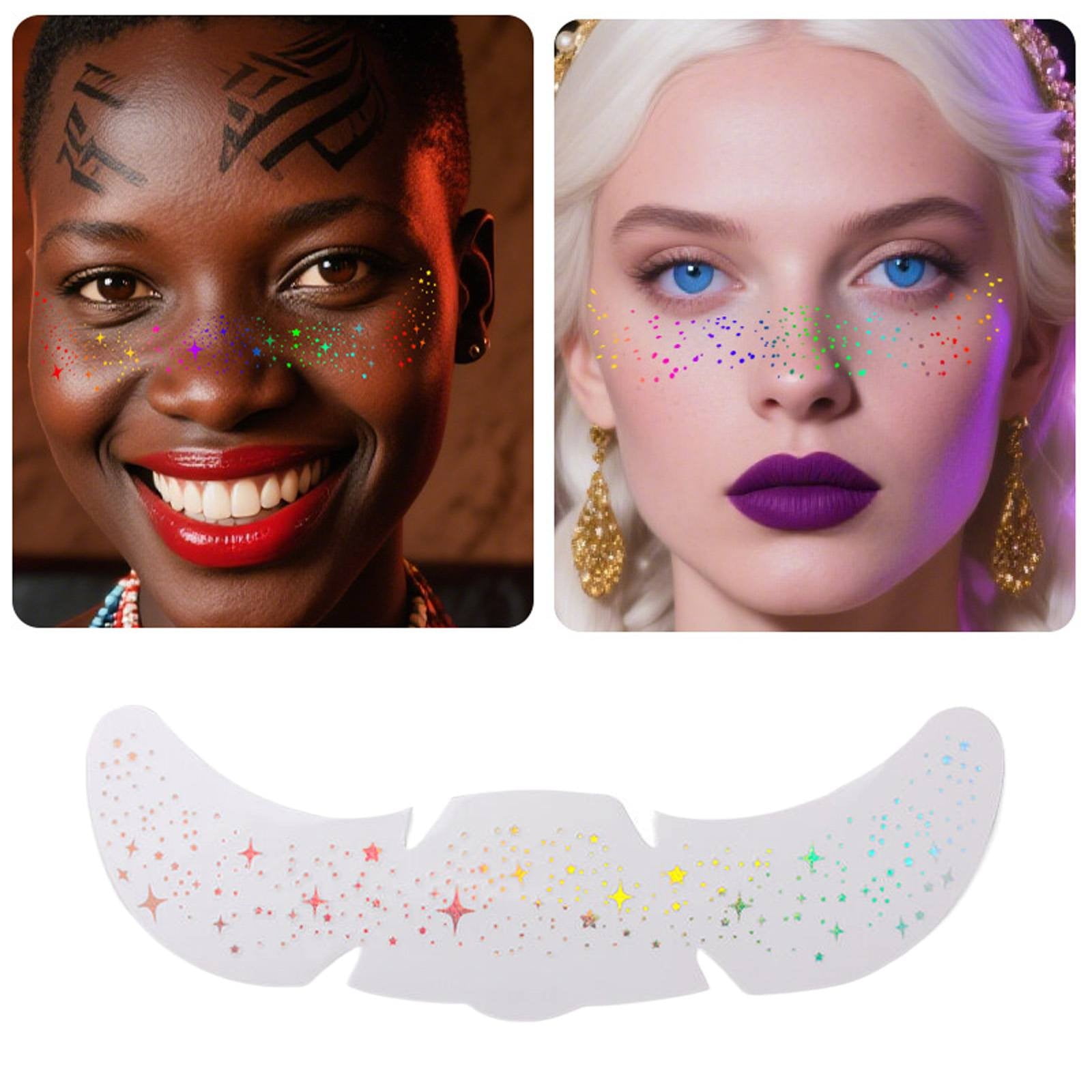 Blekii Freckles Tattoo Stickers Glitter Freckles Rainbow - 6 Packs ...