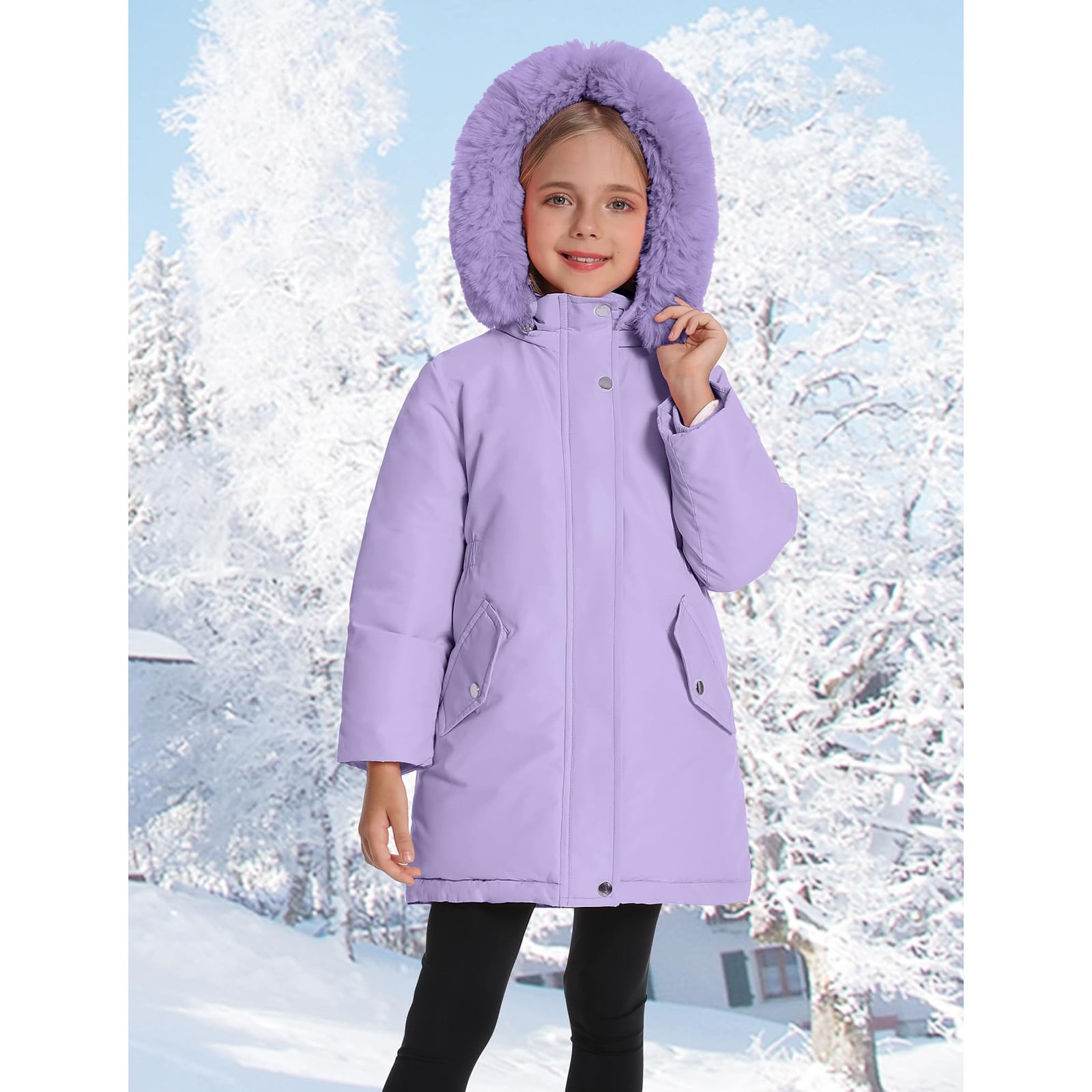Blekii Girls Mid Length down Coat, Girls Mid Length down Coat, Warm ...