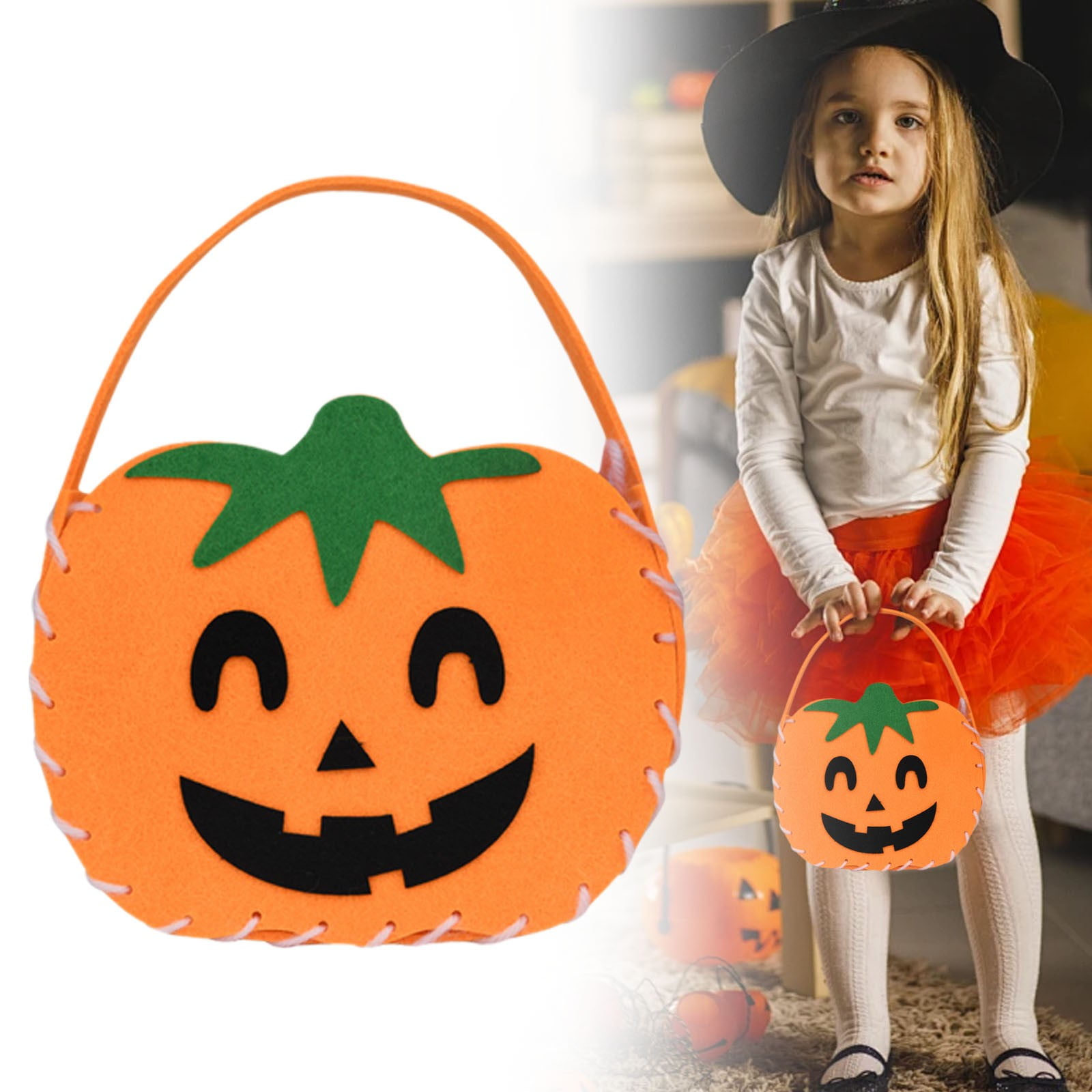 Blekii Halloween Non-Woven Diy Candy Bags–Pumpkin/Bat Patterns, Kids ...