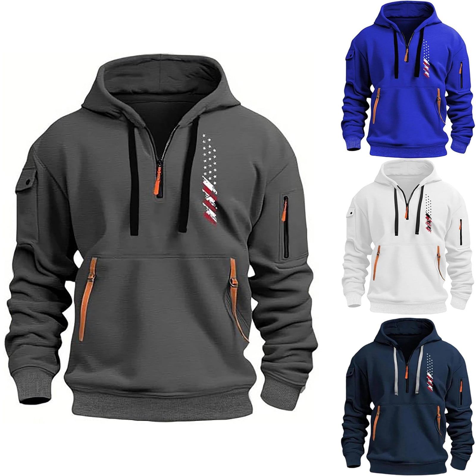 Blekii Men's 2D Printed Half Zip Hoodie, Graphic Design Pullover ...