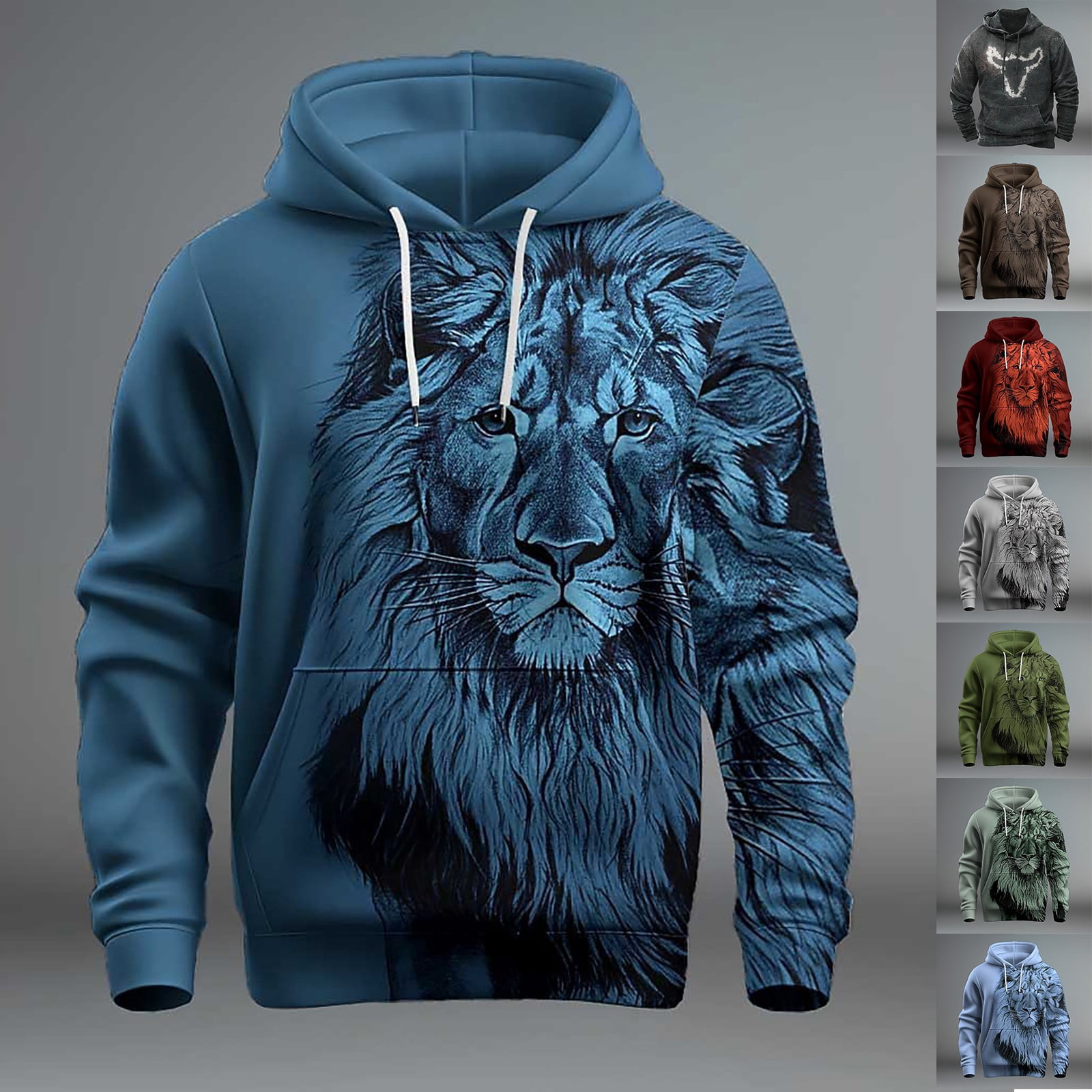 Blekii Men's 3D Animal Print Hoodie, Graphic Pullover Sweatshirt with ...