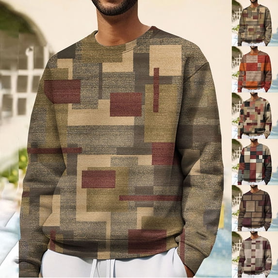 Blekii Men's 3D Printed Crewneck Sweatshirt, Graphic Pullover Top ...