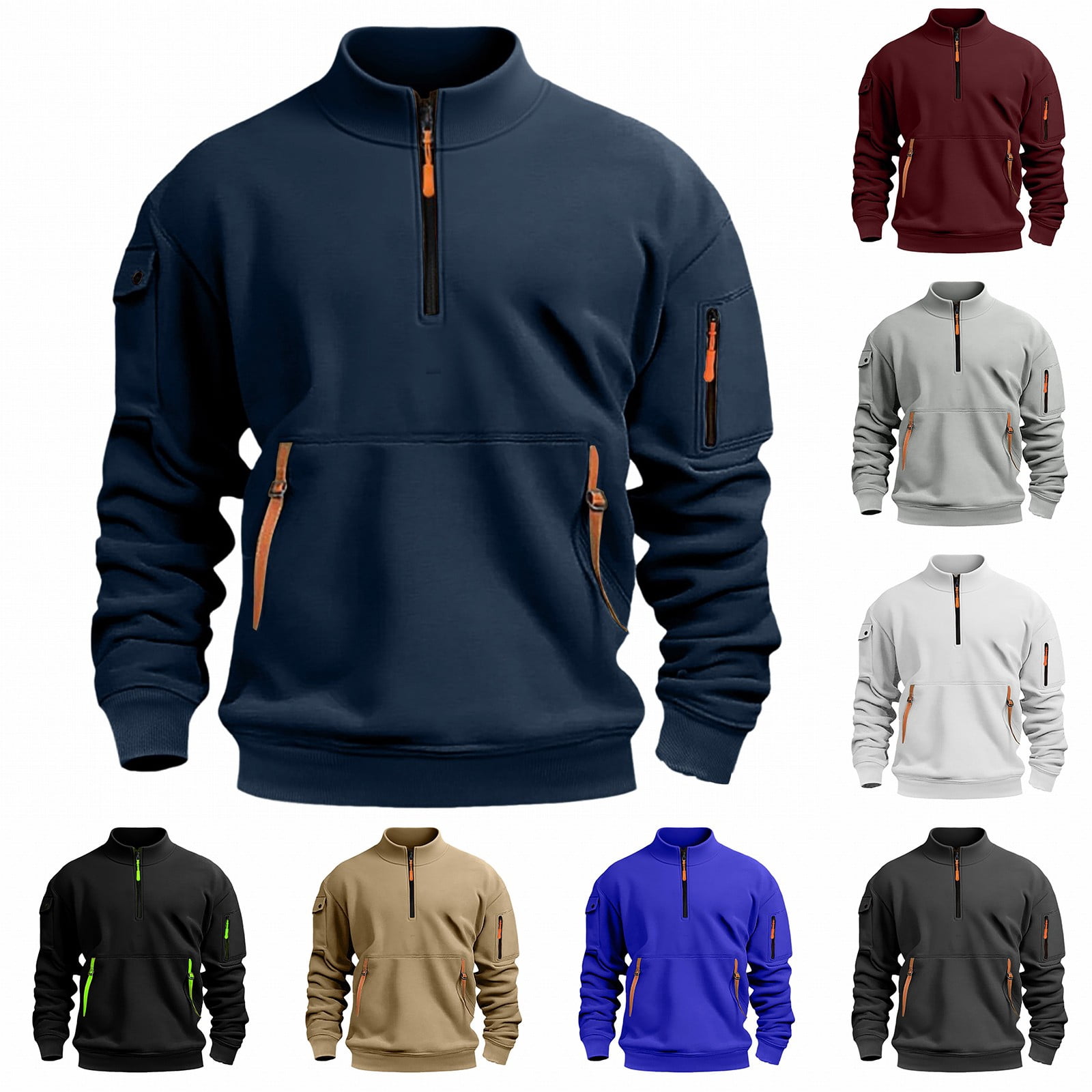 Blekii Men's Athletic Half Zip Sweatshirt, Sporty Long Sleeve Pullover ...