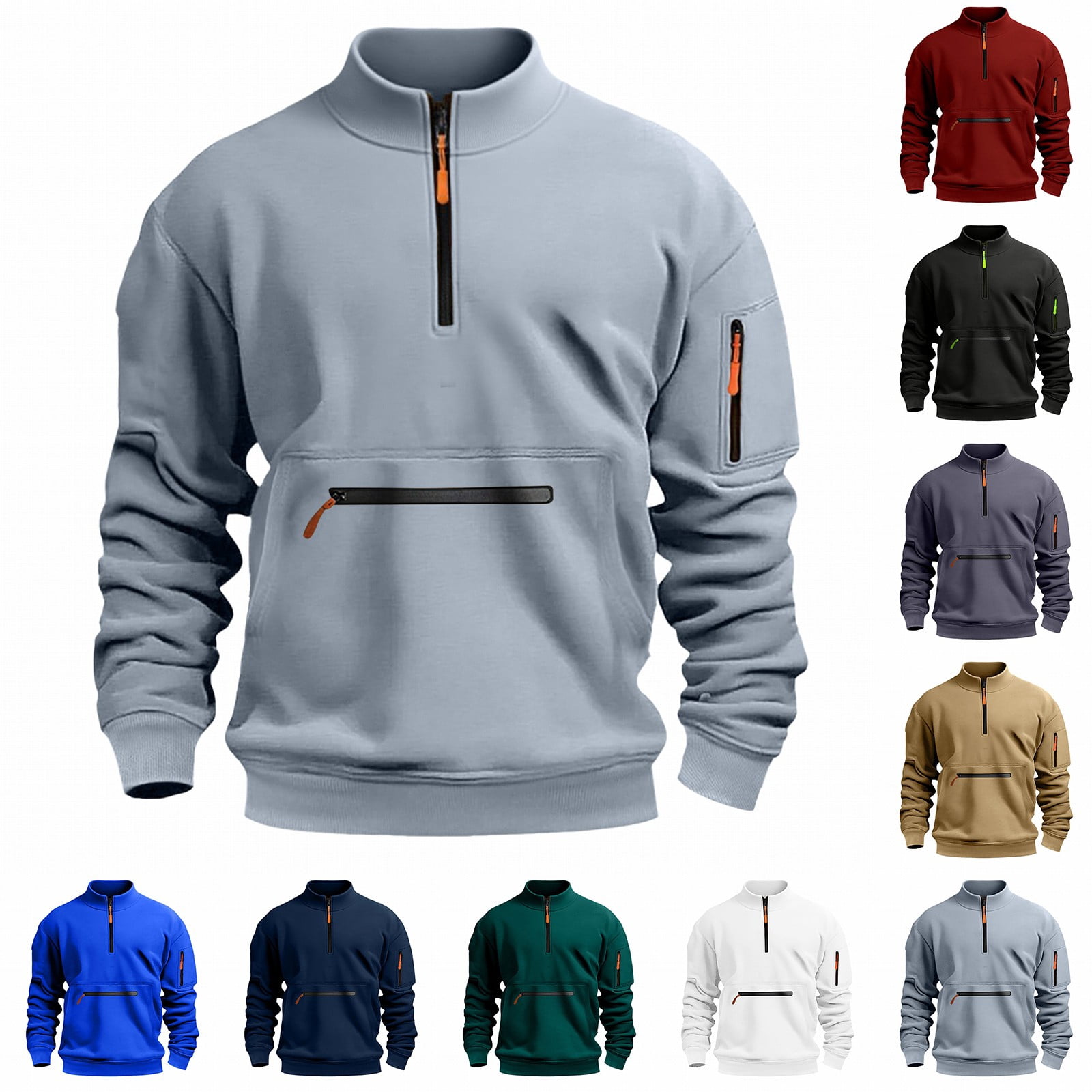 Blekii Men's Athletic Half Zip Sweatshirt, Sporty Long Sleeve Pullover ...
